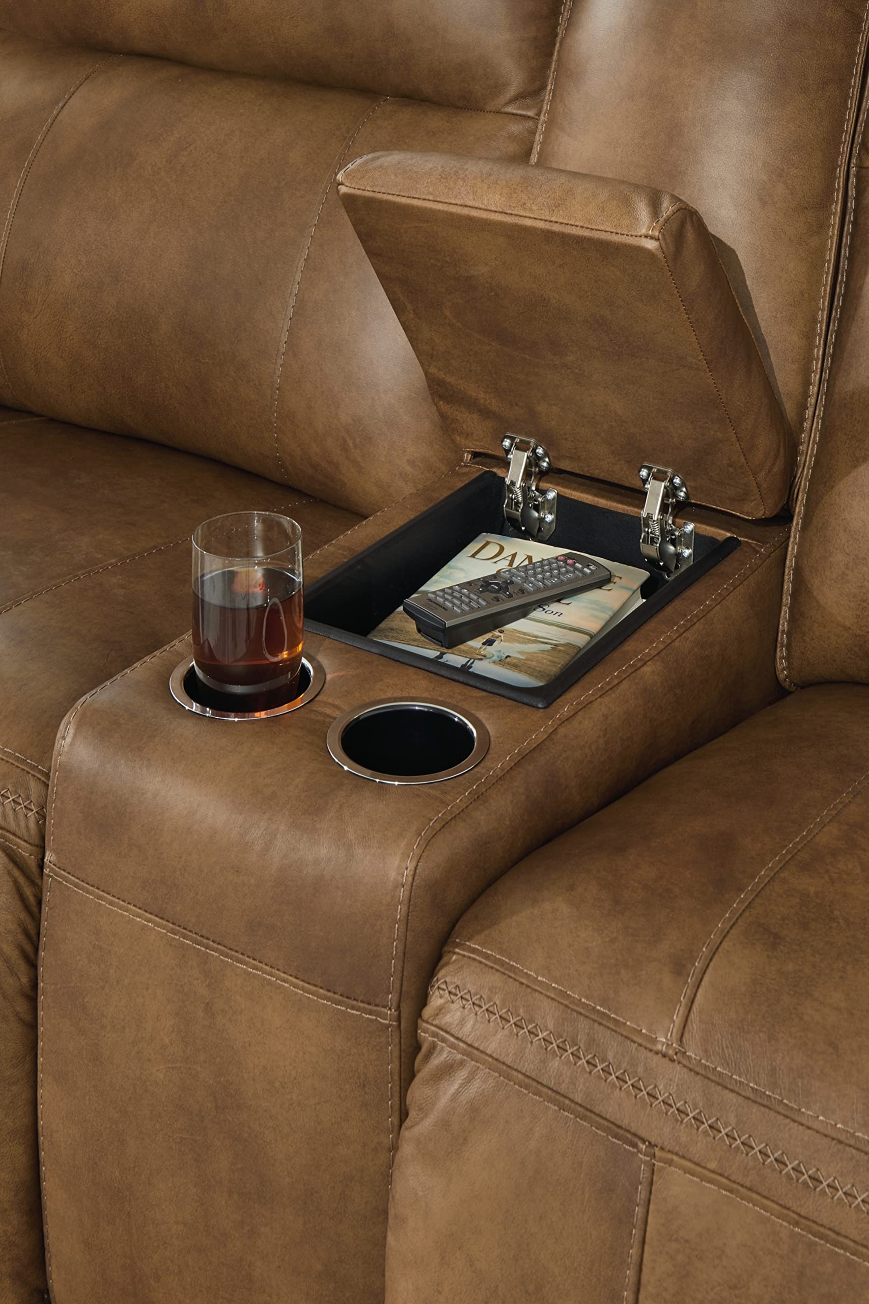 Signature Design by Ashley Game Plan Contemporary Tufted Leather Power ...