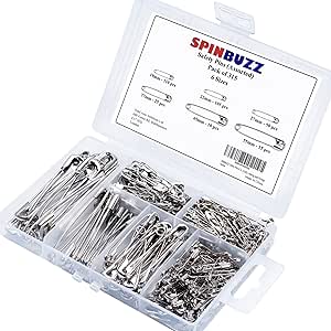 SPINBUZZ Safety Pins 6 Sizes Pack of 315 Nickle Plated Rust Resistant ...
