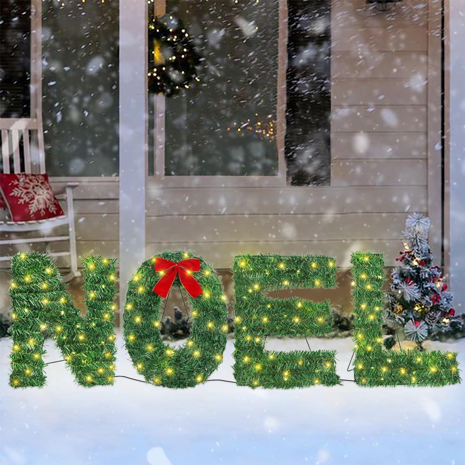 Amazon.com: ATDAWN 4 Pc Noel Sign Christmas Decoration Set, Lighted ...