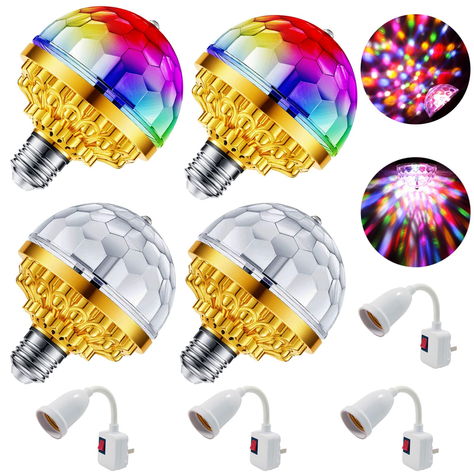 MIKWOAB 4 Pack Colorful Magic Rotating Ball Light, LED Plug in Disco ...