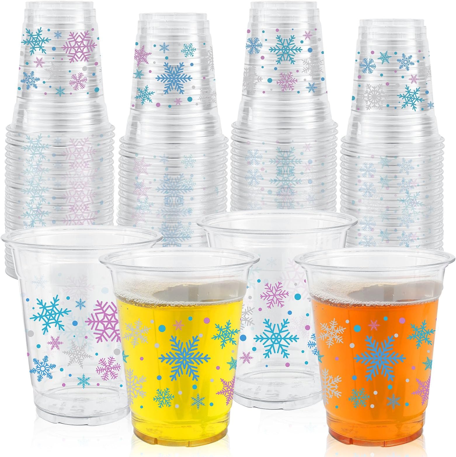 Amazon.com: Meanplan 100 Pieces Snowflake Cups, Disposable Plastic ...