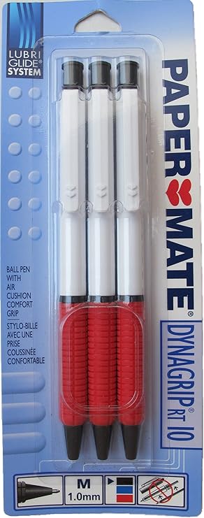 Papermate Dynagrip RT 10 Ballpoint Pen Medium Black Ink Pack Of 3 ...