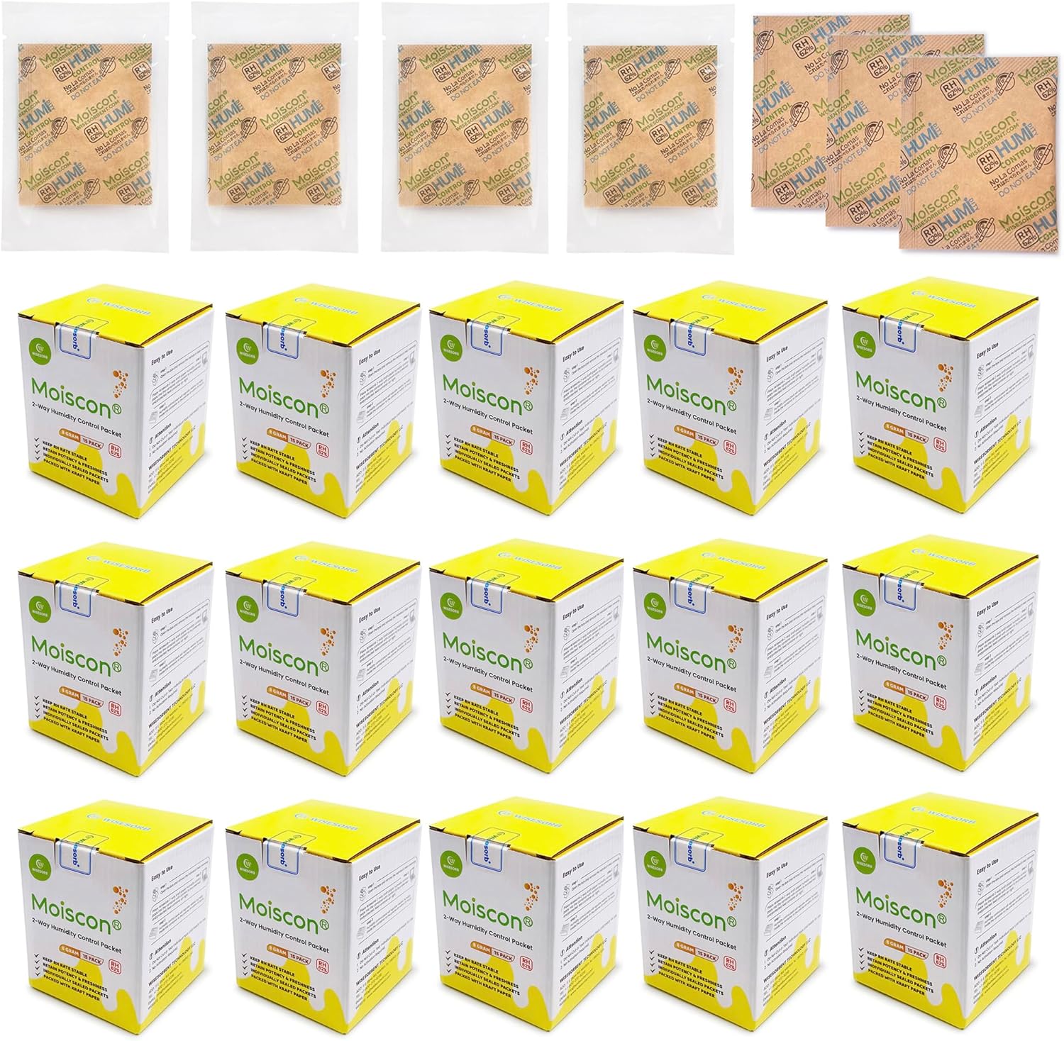 Amazon.com: Wisesorb 225 Pack 62% RH 8 Gram Two-Way Humidity Control ...