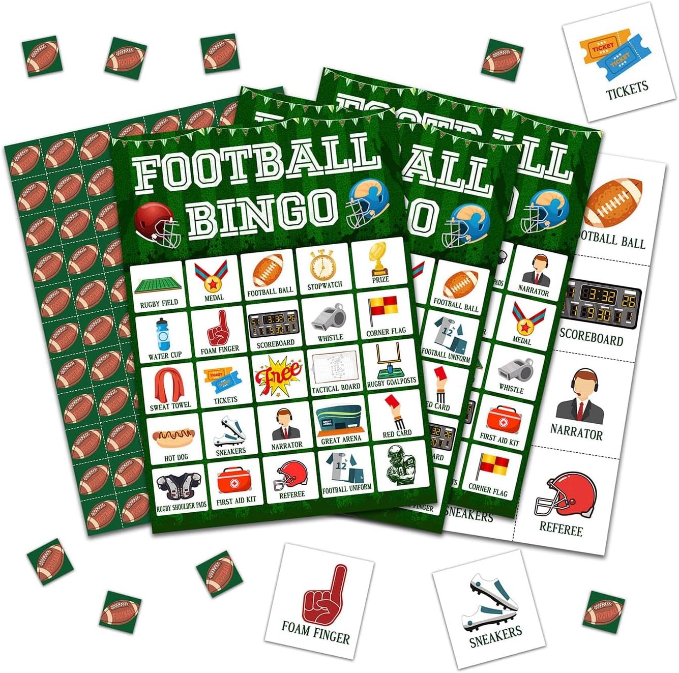 Amazon.com : Bgohrd Football Bingo Card Games, Sports Team Bingo Game ...