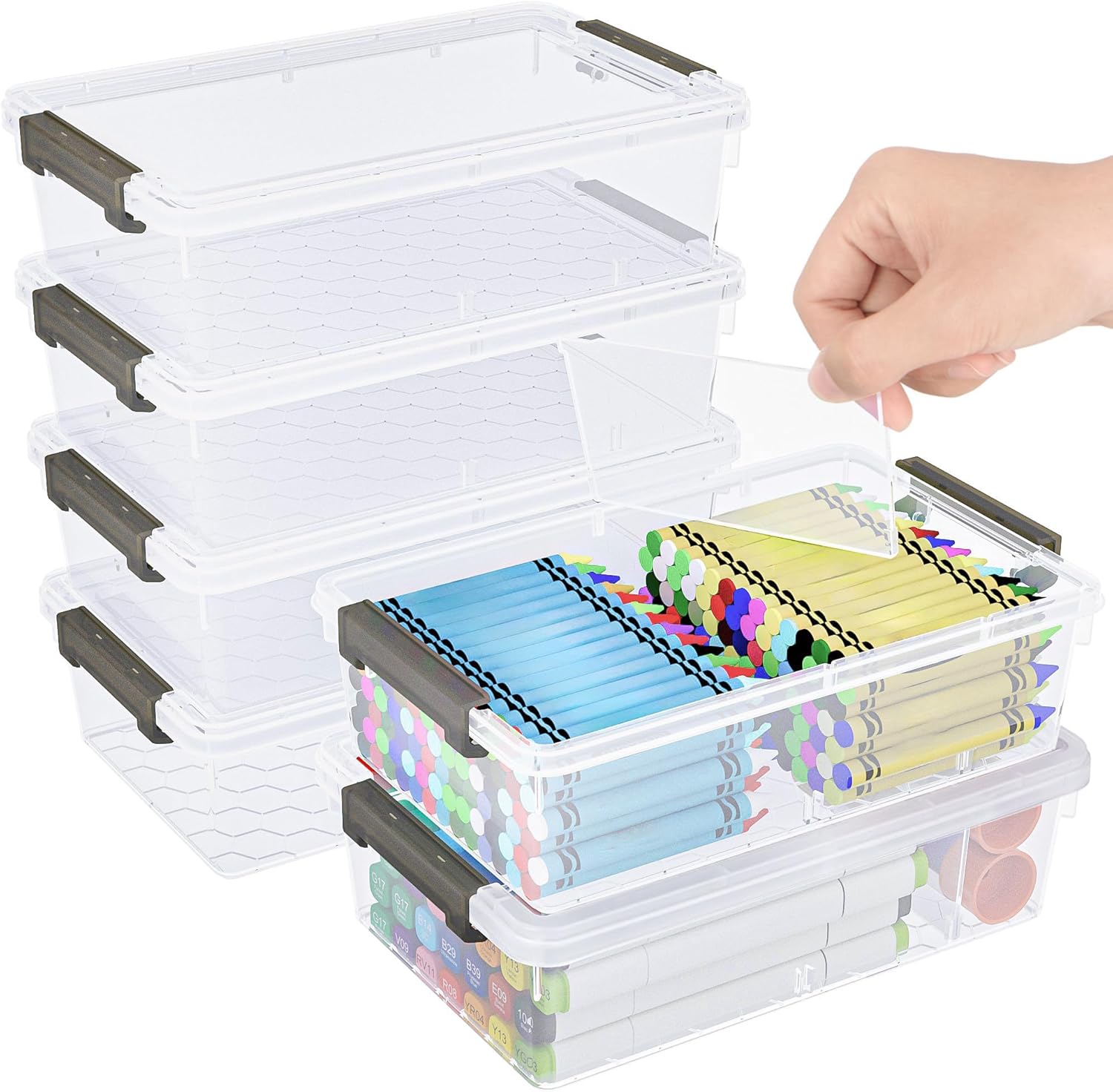 Amazon.com: GEOPHIA 6 Pack Extra Large Pencil Box with Removable ...