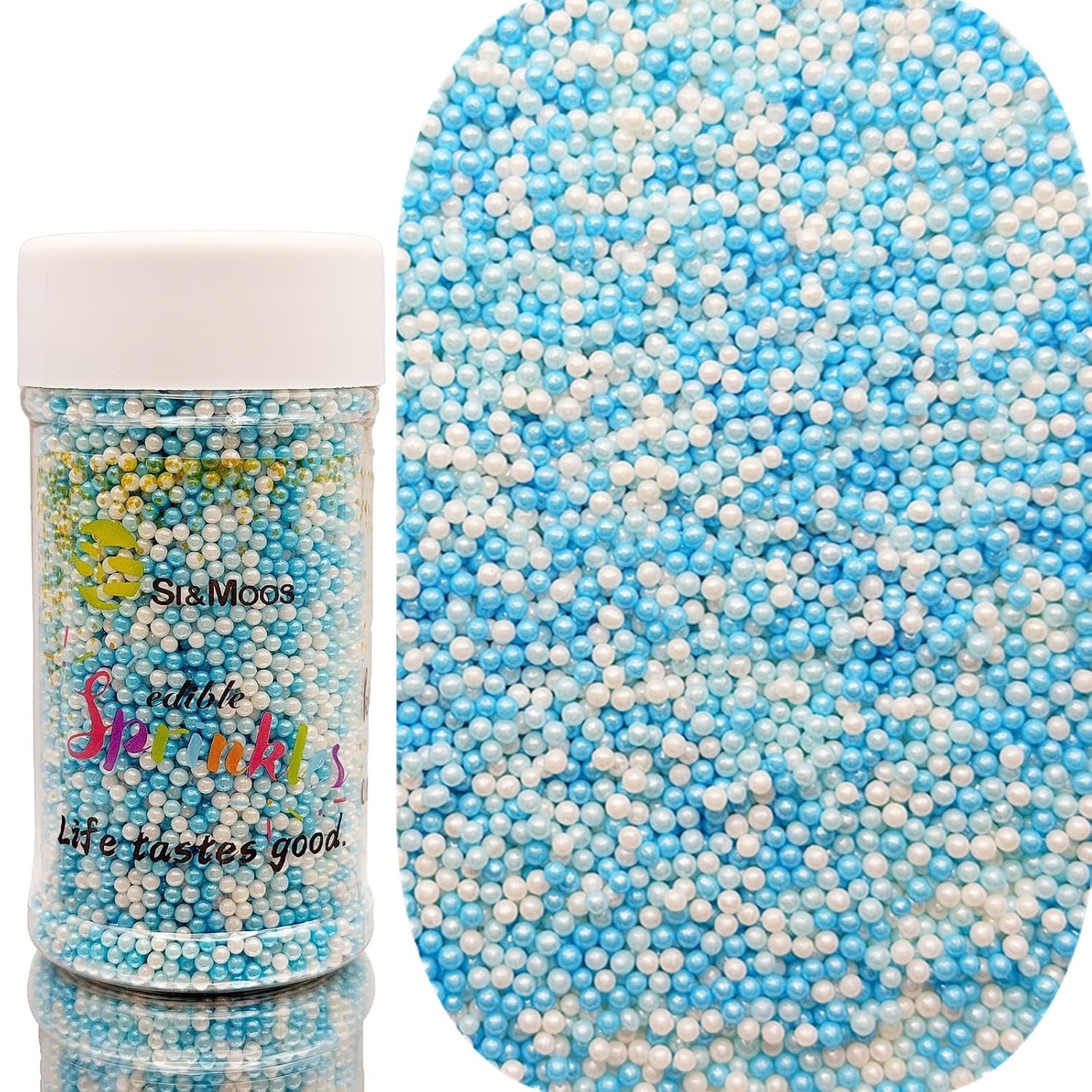 Amazon.com: SE Si&Moos Nonpareil Sprinkles, 2mm White and Blue Mini ...