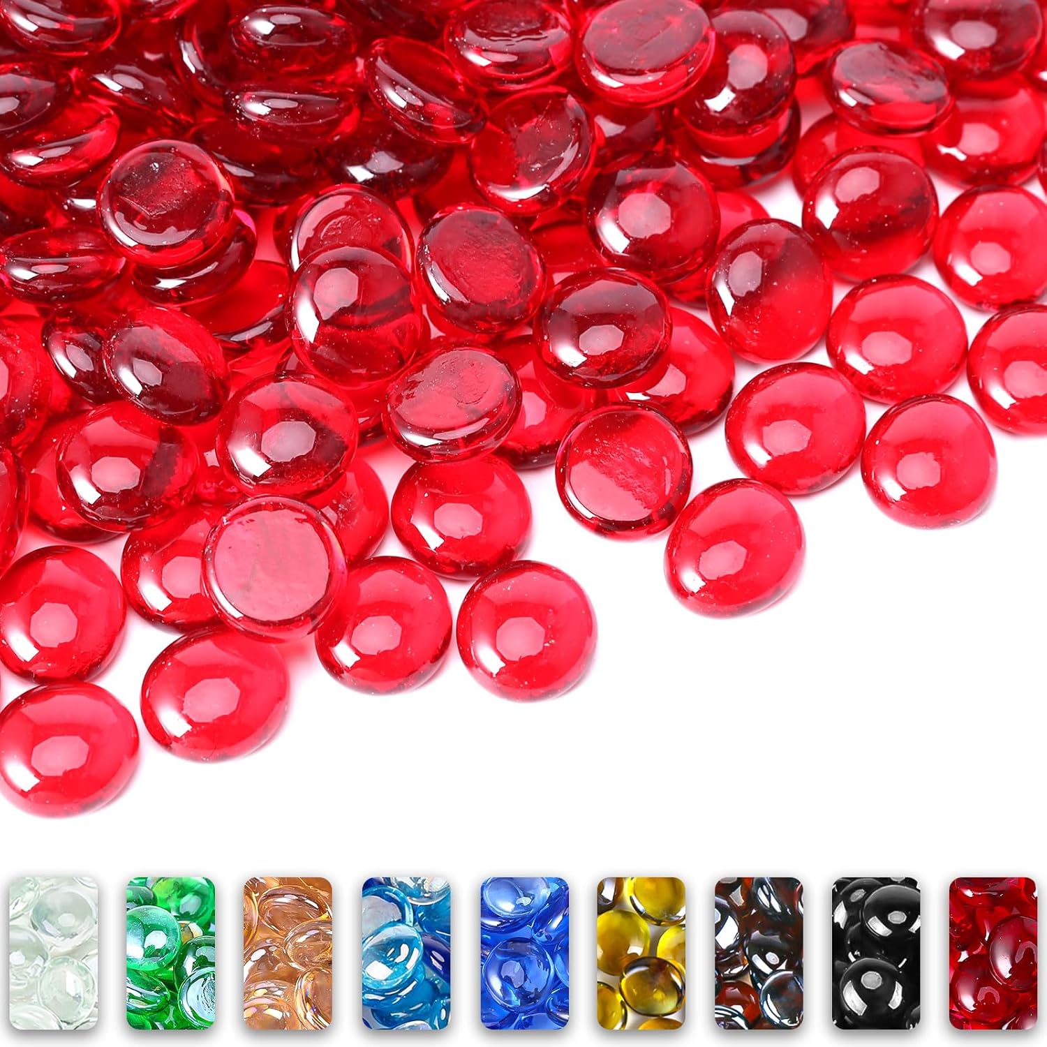 Amazon.com: GRISUN Red Luster Fire Pit Glass, 1/2 Inch Round Glass ...