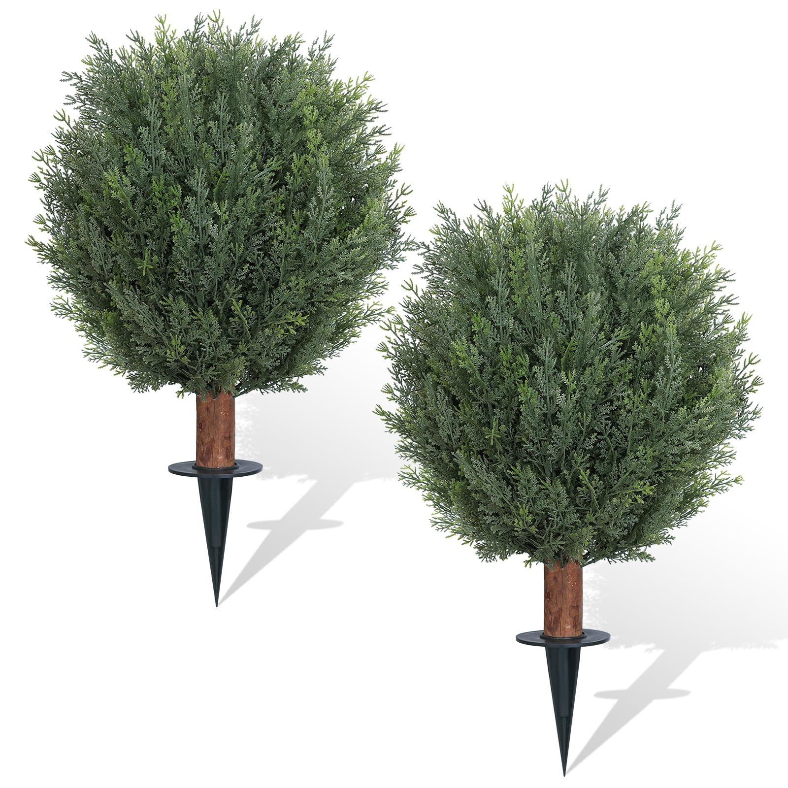 Amazon.com - JOZHENJU Artificial Cedar Topiary Ball Trees with Ground ...
