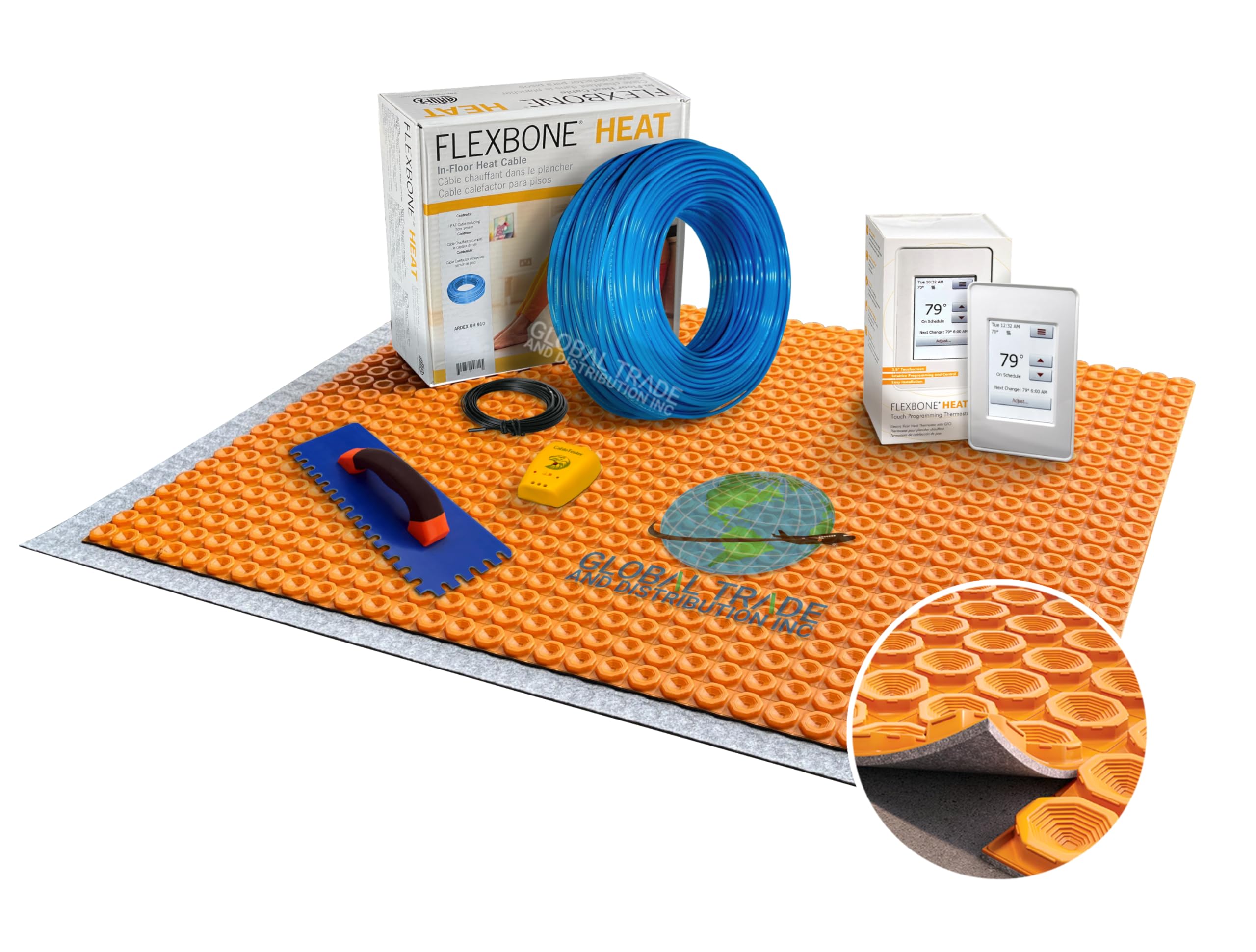 All-in-one Electric Radiant Floor Heating Kit 120V 36 Sq Ft with UH931 ...
