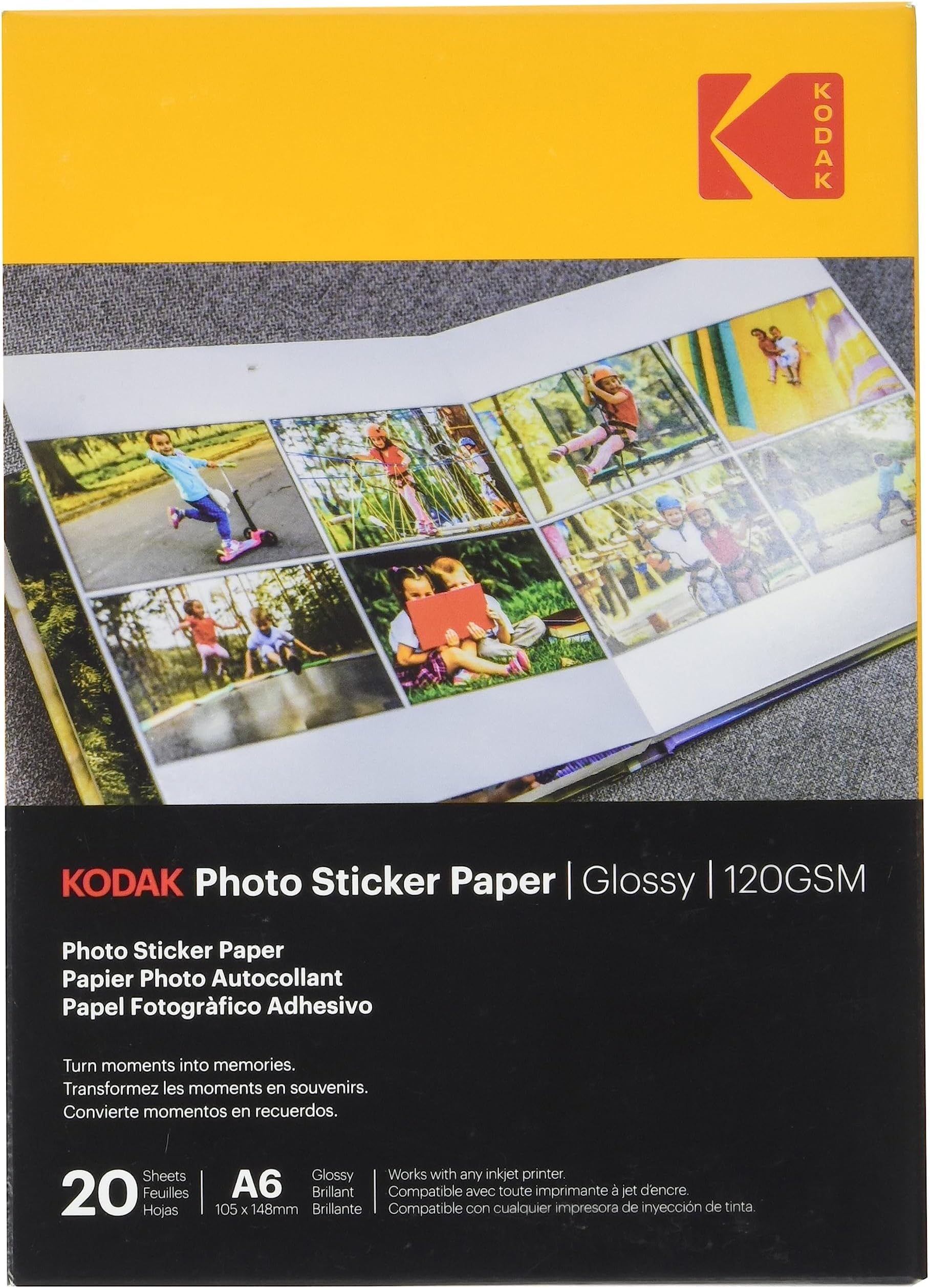 KODAK Photo Sticker Paper - Photo Sticker Paper, Glossy Finish, Pack of ...