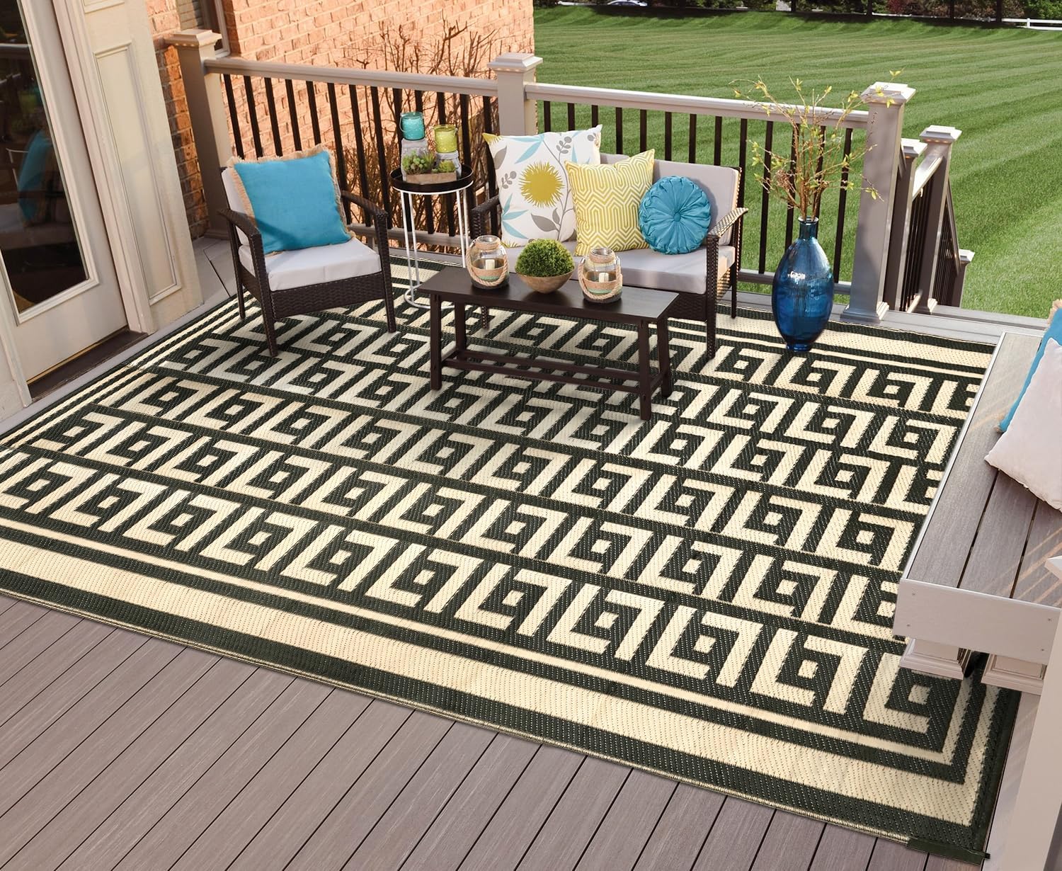 Amazon.com: NFECO Reversible Rugs Plastic Rug Outdoor Rug Lightweight ...