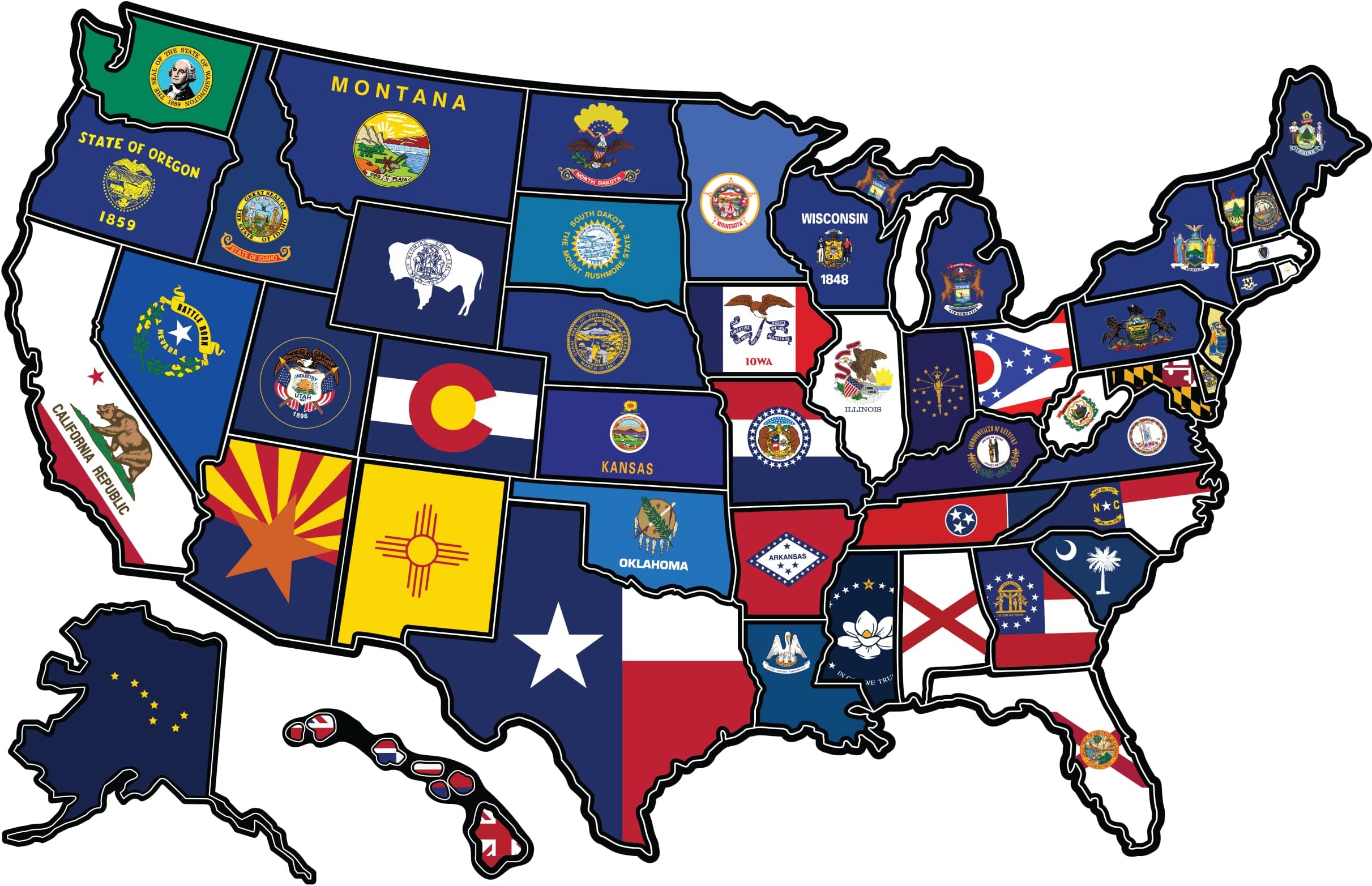 Amazon.com - RV State Travel USA Map Vinyl Sticker - Camper Trailer ...