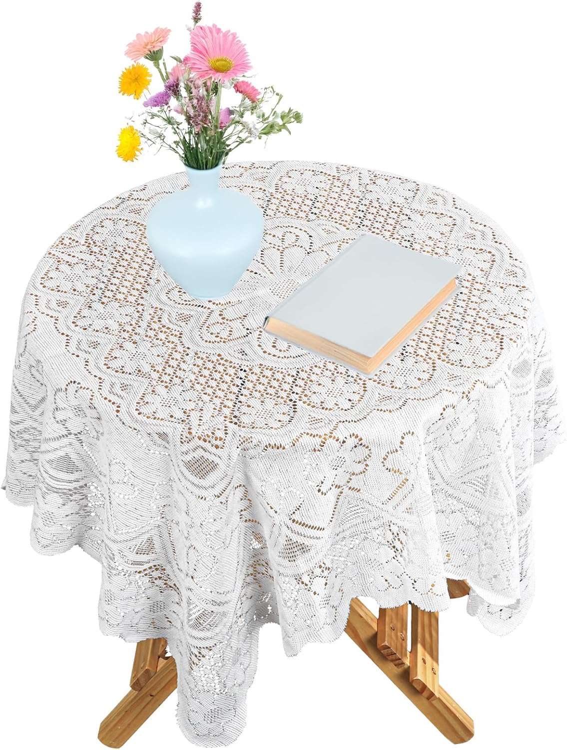 Amazon.com: XLIUAX Lace Tablecloth, 35 × 35 Inch Square Small Table ...