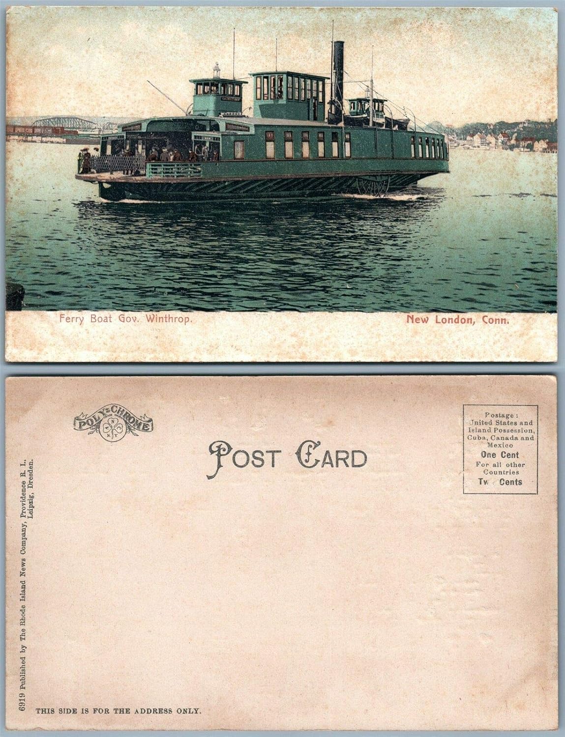 Amazon.com : FERRY BOAT GOV. WINTHROP UNDIVIDED ANTIQUE POSTCARD ...