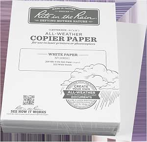 Rite in the Rain Weatherproof Bulk Copier Paper, 8.5" x 11", 20# White ...