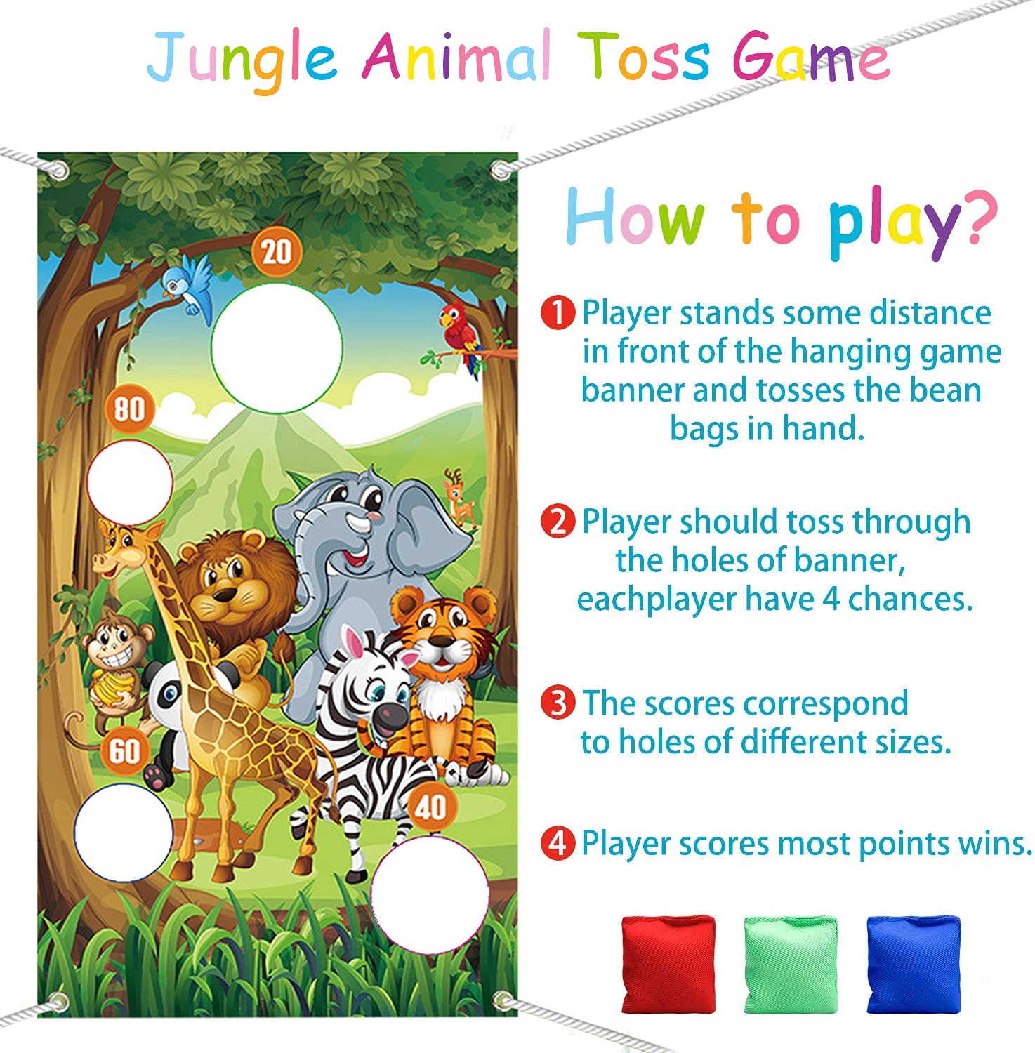 Buy Safari Animals Toss Games Banner with 3 Bean Bags, Jungle Wild ...