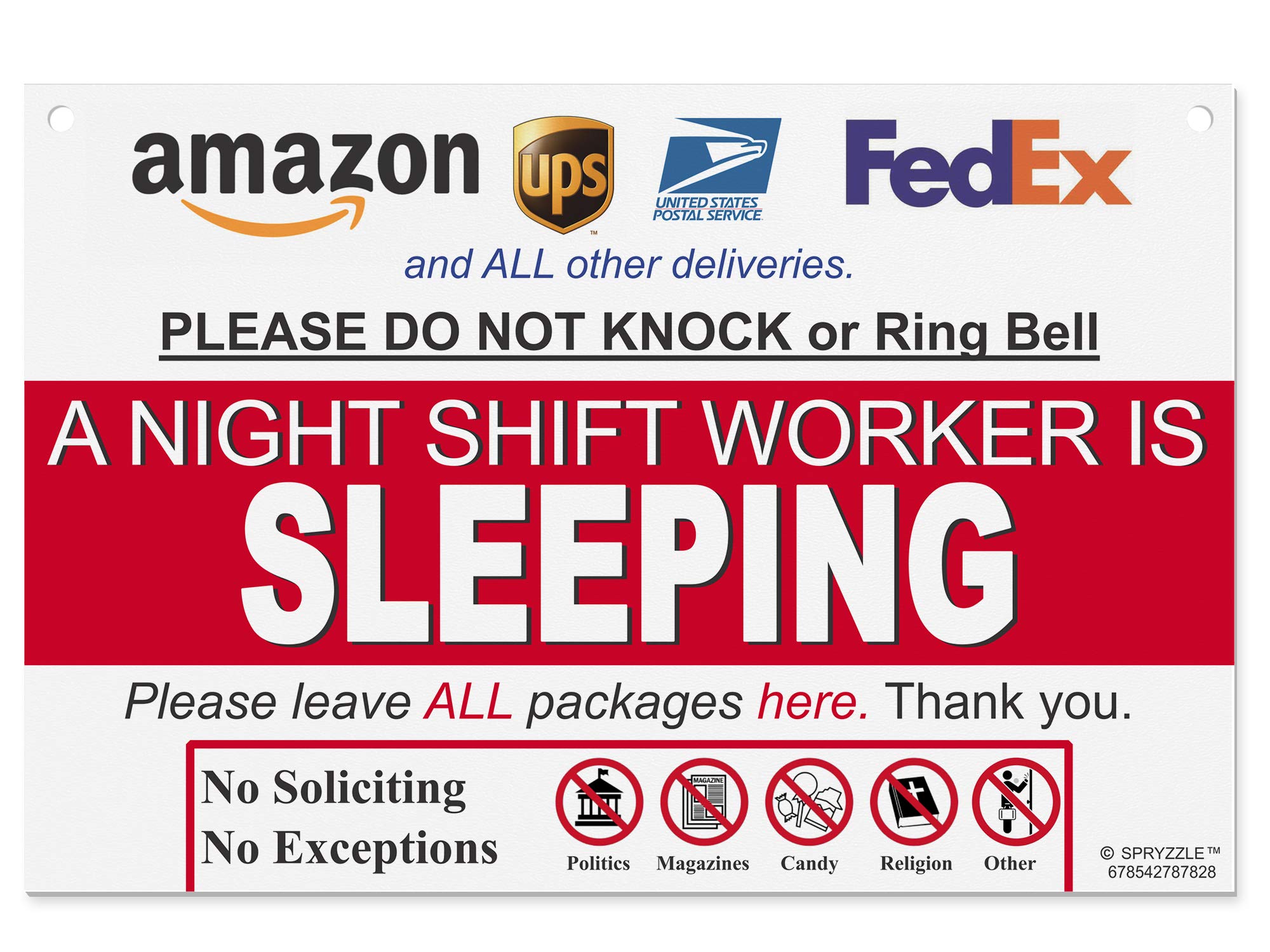 Amazon.com: Night Shift Worker Sleeping Sign - Leave Package Sign Do ...