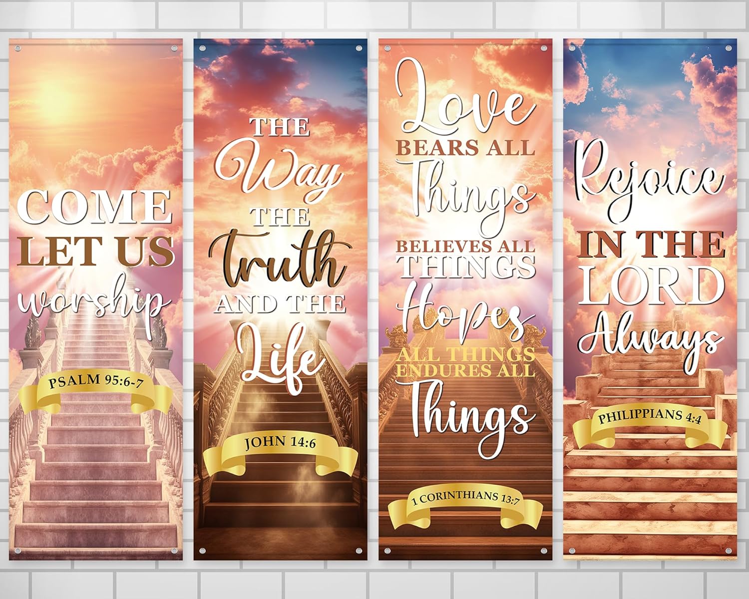 Amazon.com: 4Pcs Church Banners With Scripture Church Banners for ...