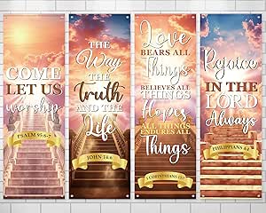 Amazon.com: 4Pcs Church Banners With Scripture Church Banners for ...
