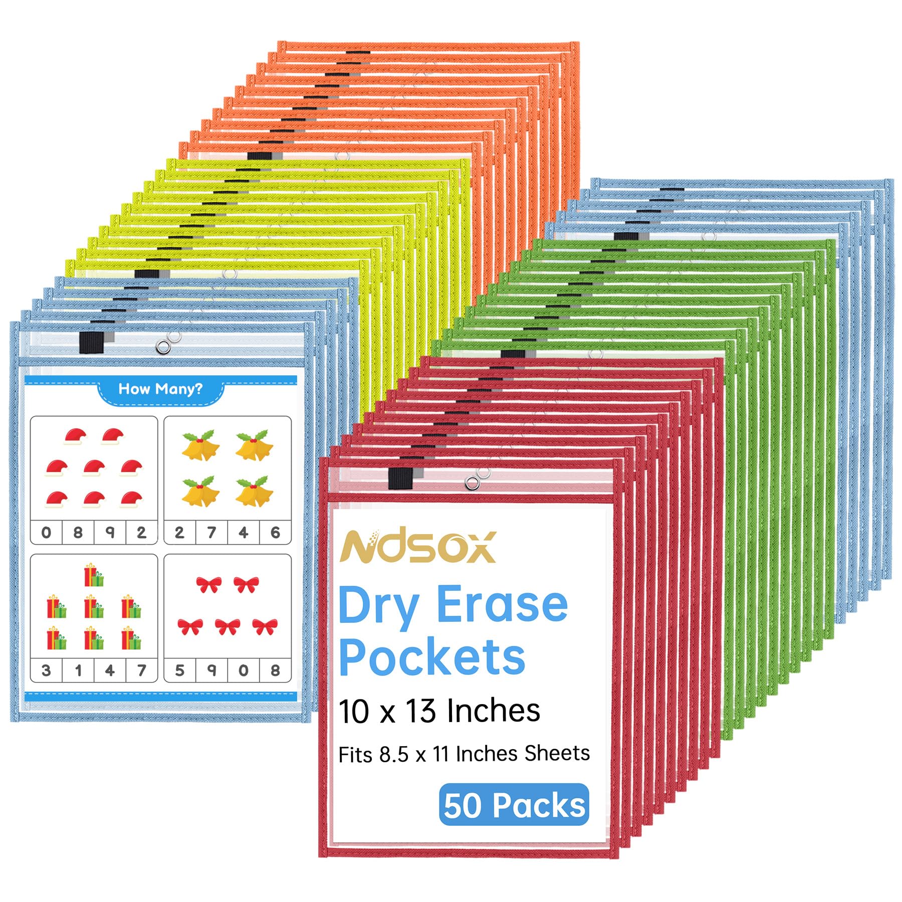 Amazon.com : Ndsox 50 Packs Oversized Dry Erase Pockets Reusable ...