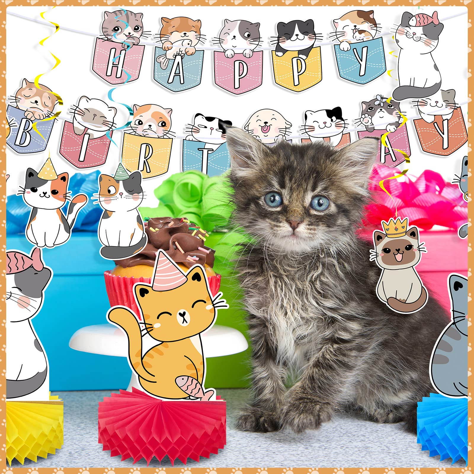 Snapklik.com : Chinco 16 Pcs Cat Theme Birthday Party Decorations Party ...