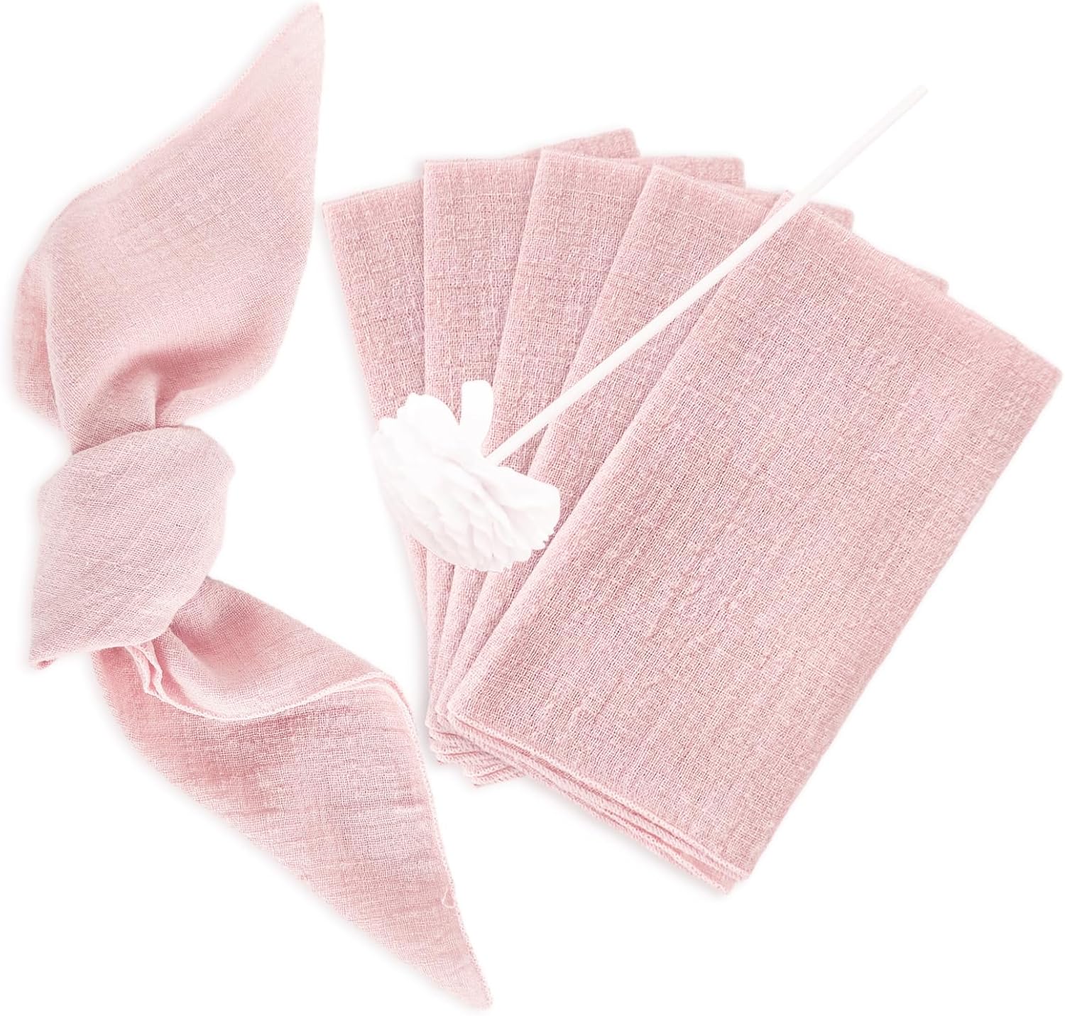Amazon.com: Whaline Dusty Rose Cloth Napkins, Set of 12 Pink Gauze ...