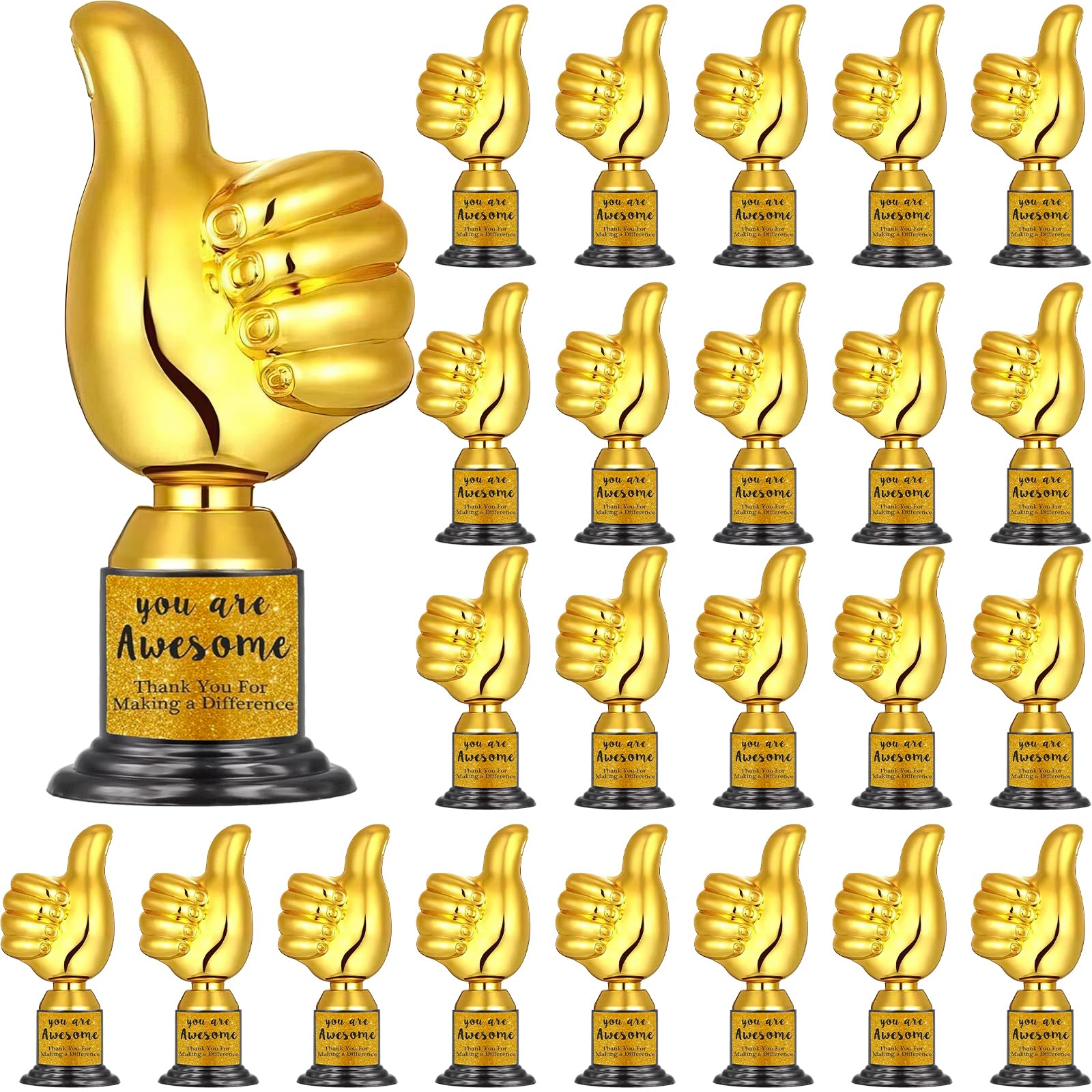 Malloom 24 Pcs Thumbs up Award Trophies with 24 Sheets Kudos ...