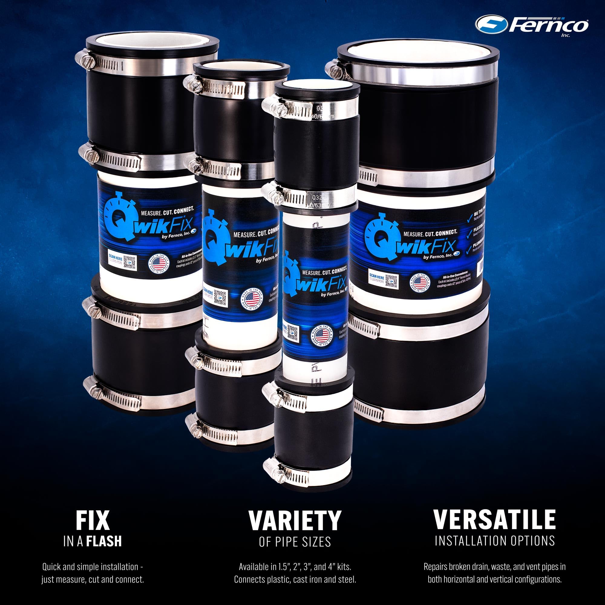 Snapklik.com : Fernco QwikFix Broken Pipe 1.5" Coupling Repair Kit For ...
