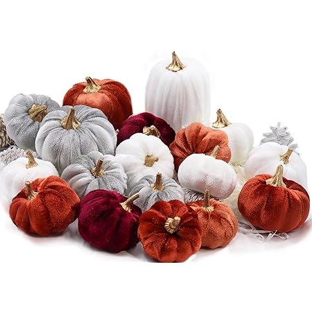 Amazon.com: Velvet Pumpkins, 18 PCS Fall Table Decorations for Home ...