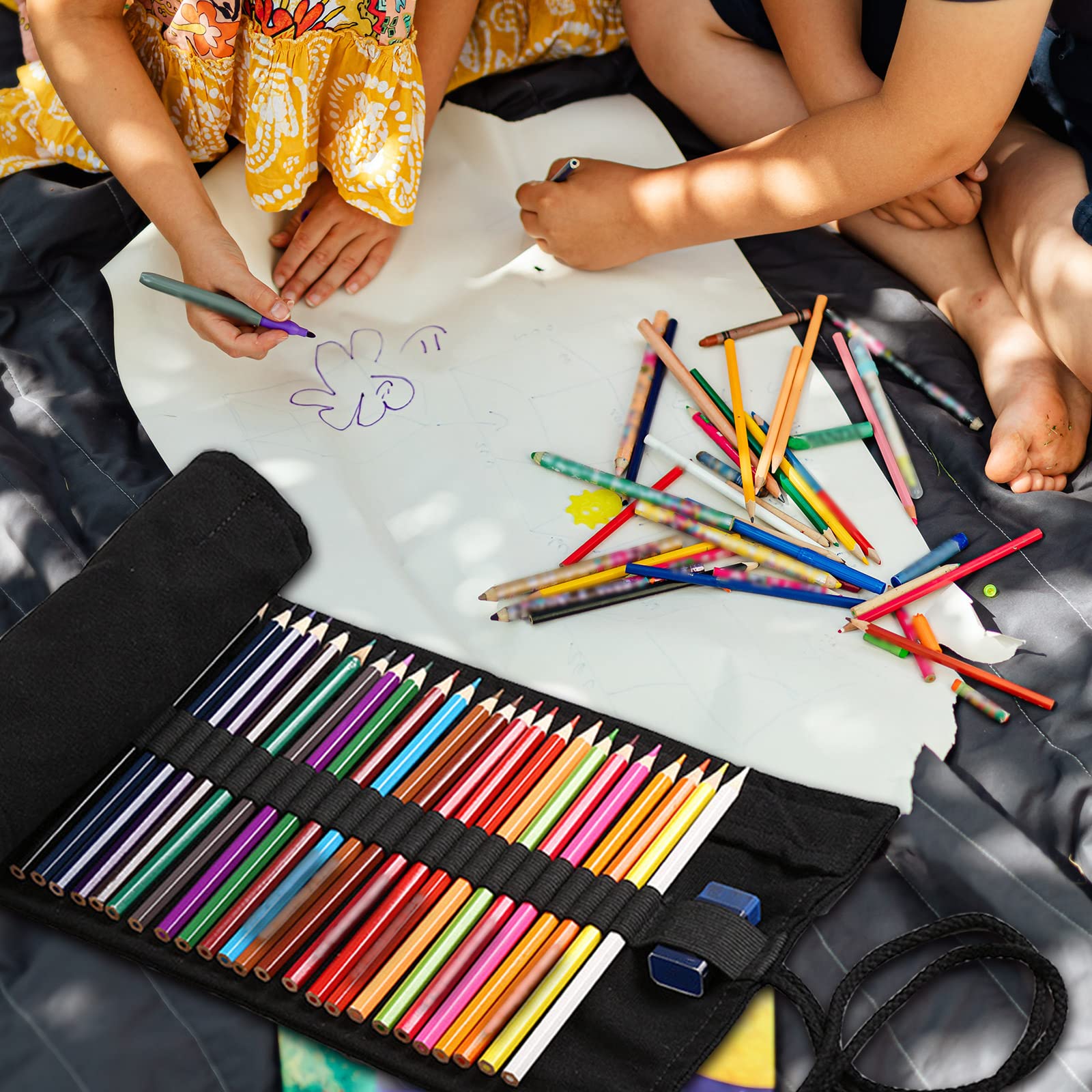 Snapklik.com : 72 Slots Canvas Pencil Roll Wrap, Handmade Roll-Up ...