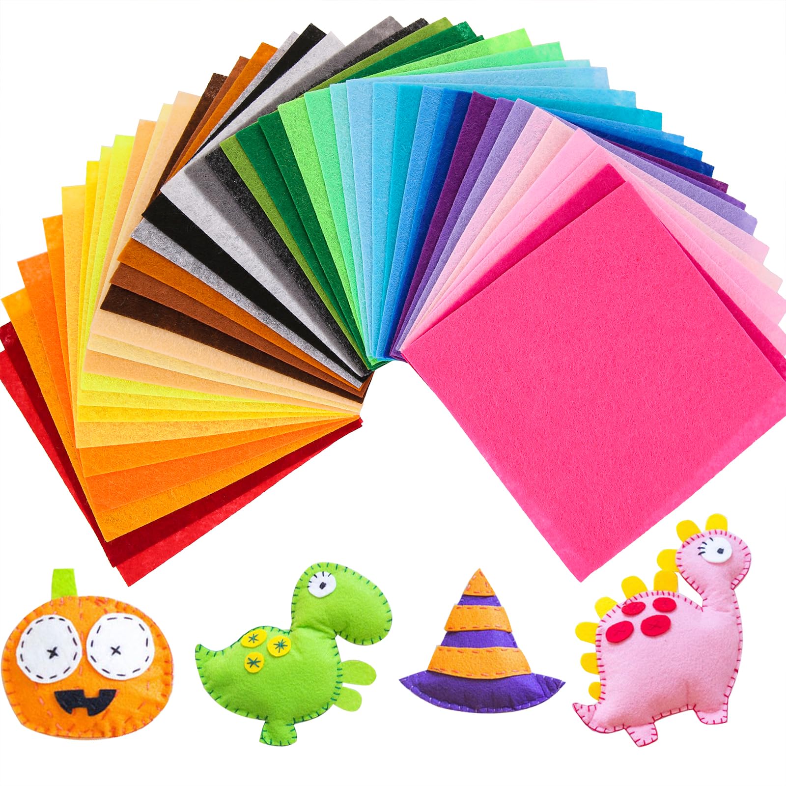 40 Pc Coloured Felt Fabric Sheets 15 x 15 cm Polyester Felt Cloth ...