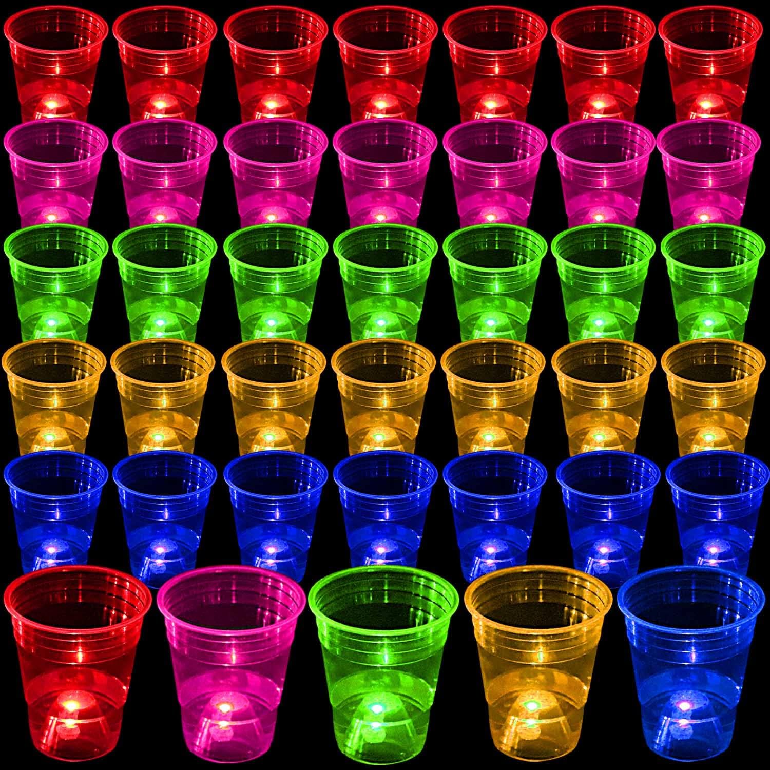 Amazon.com: PartyStar 16oz Glow In The Dark Party Cups - Multi-Color ...