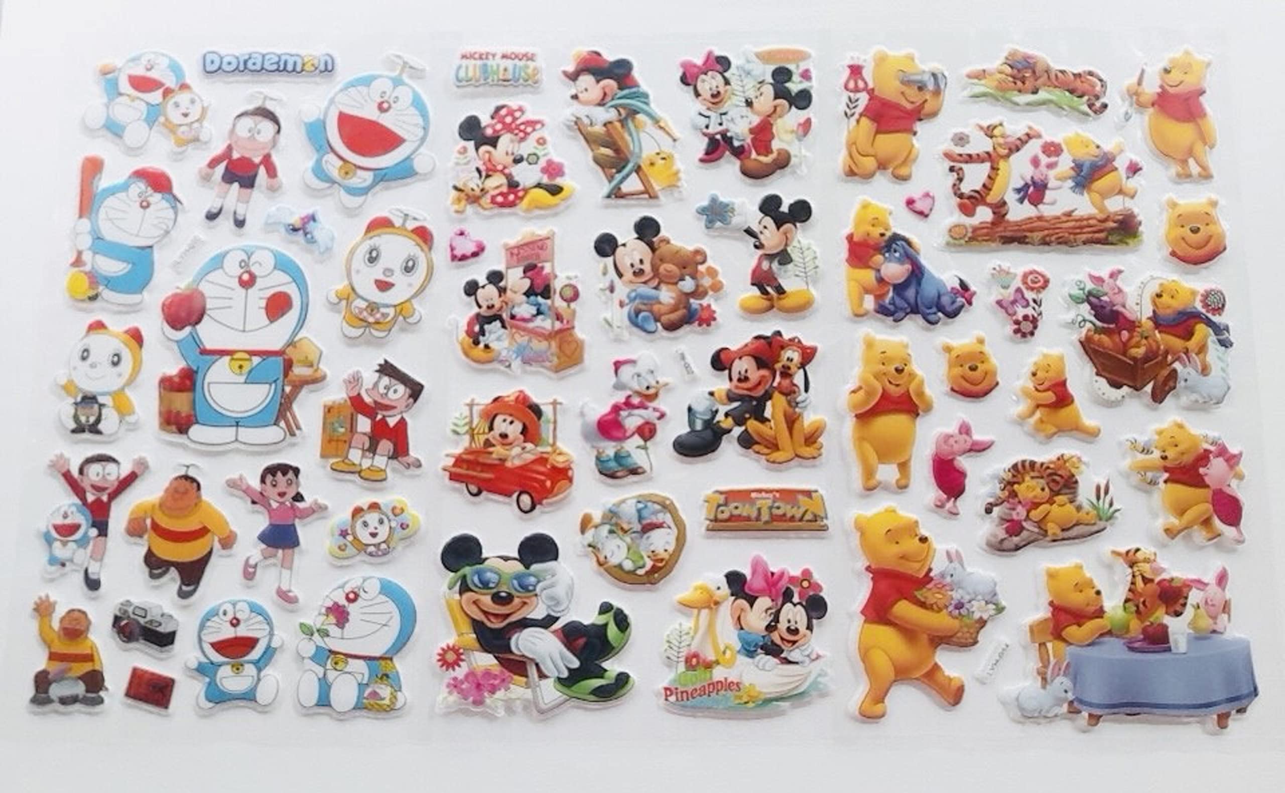 KCR Doraemon, Mickey Mouse and Pooh Cartoon Self Adhesive Stickers for ...