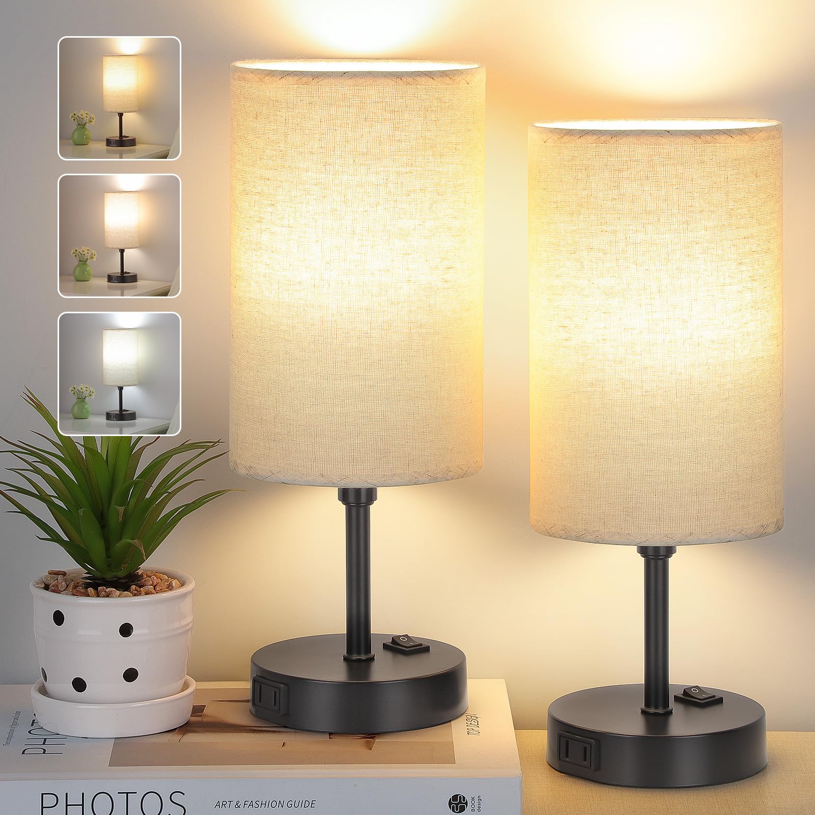 Snapklik.com : GGOYING Bedside Table Lamp,3-Way Dimmable Bedside Lamps ...