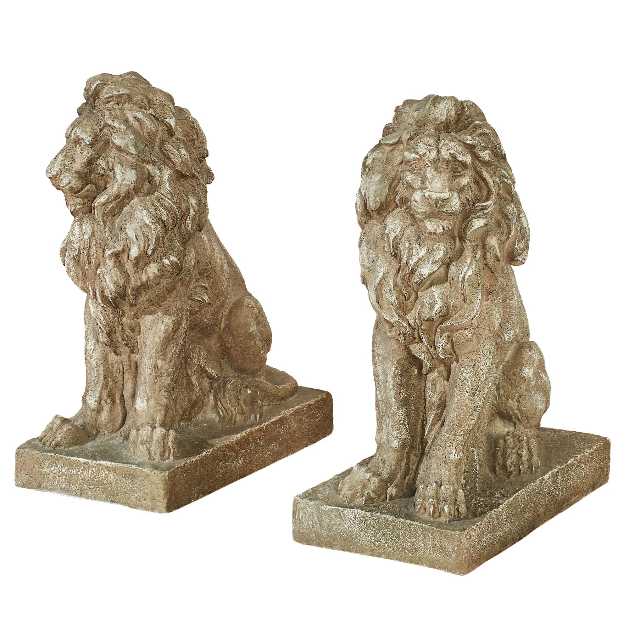 Amazon.com: Lions at Guard Sculpture Set of 2 | Lion Statues | Outdoor ...