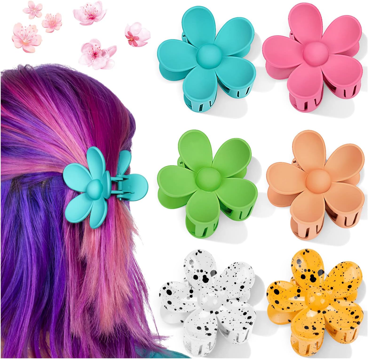 Amazon.com : Flower Claw Clip 7 PCS Claw Clips, Hair Clips for Women ...