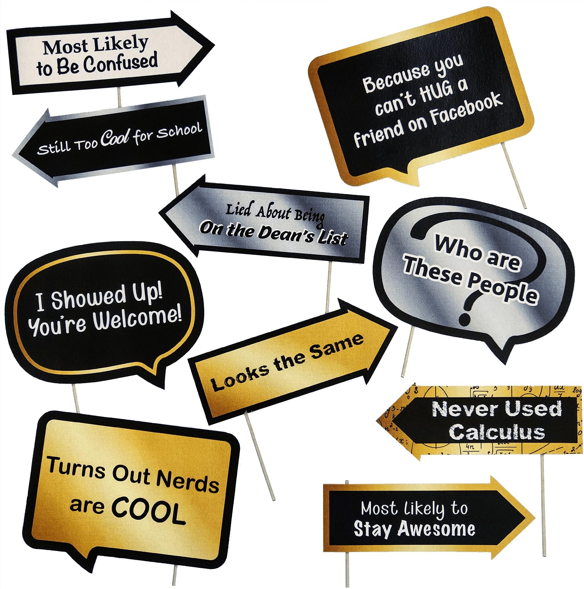 Amazon.com: Plastic Photo Booth Prop Signs - Set of 8 Phrases - Reunion ...