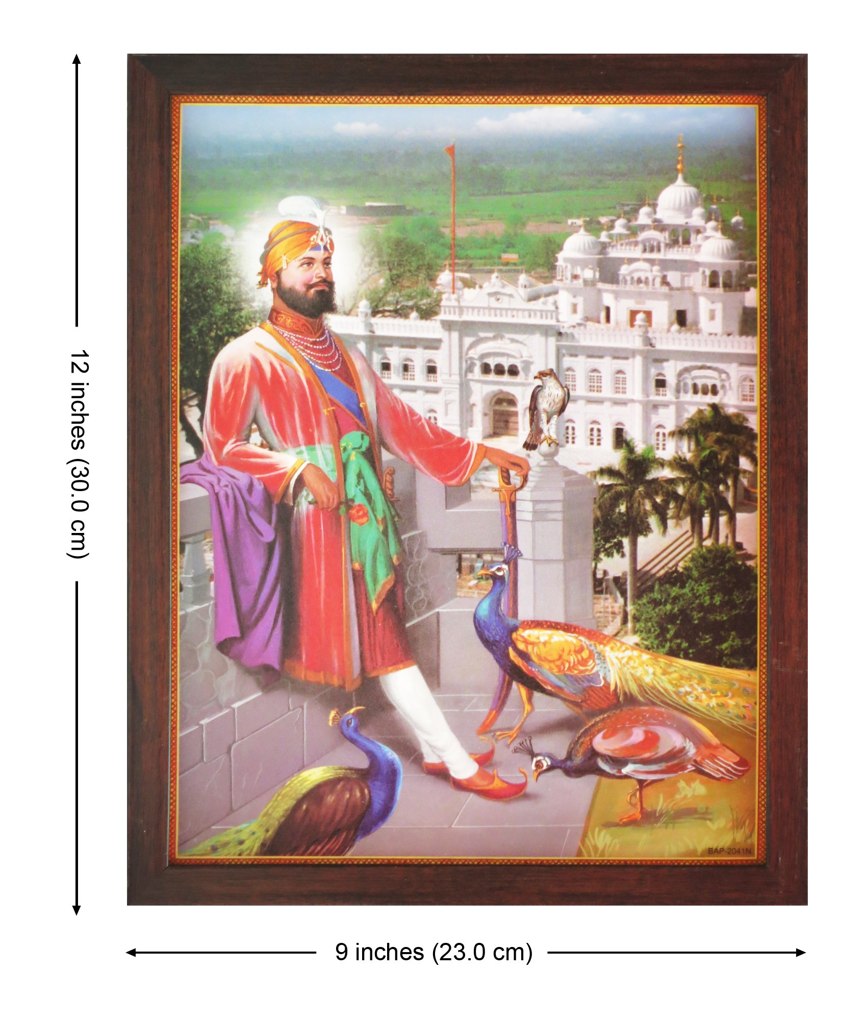 Sikh Lord Guru Gobind Singh Ji with Peacock & Eagle in Palace , a Sikh ...