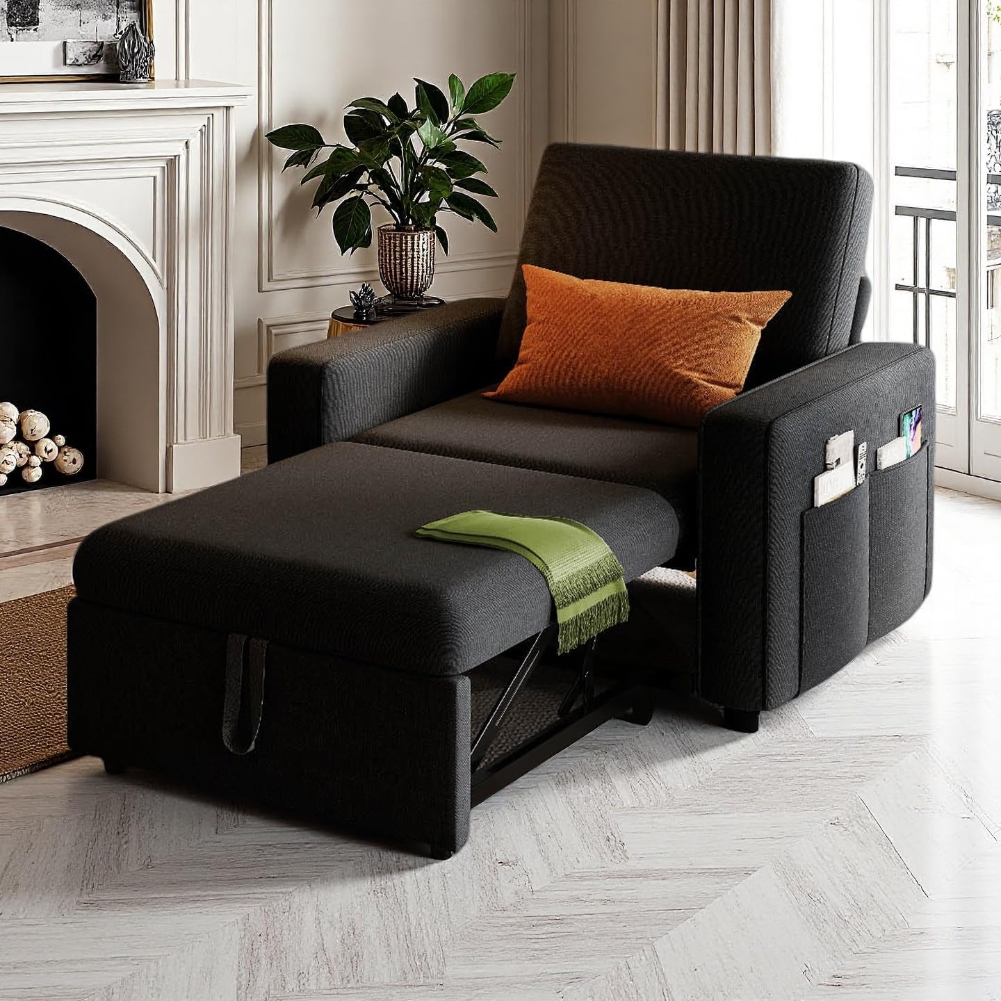 Amazon.com: DWVO Convertible Sleeper Chair, 3-in-1 Sofa Bed with Pull ...