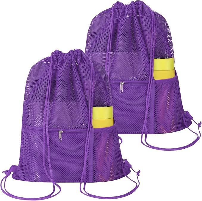Amazon.com | NATURAL STYLE 2 PACK Mesh Drawstring Backpack Bag ...