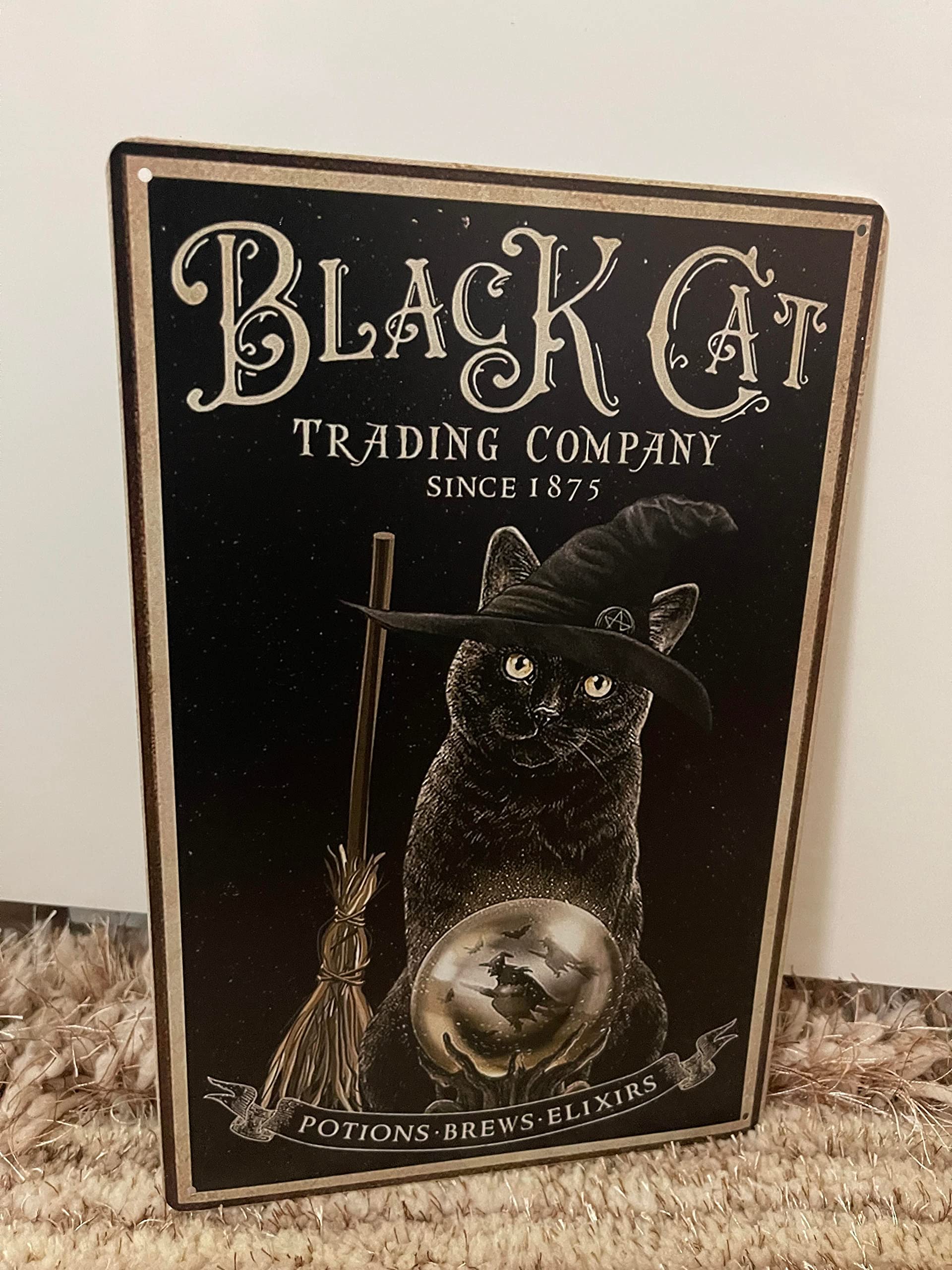 Retro Metal Tin Sign - Black Cat Trading Company Since 1875 Potions ...