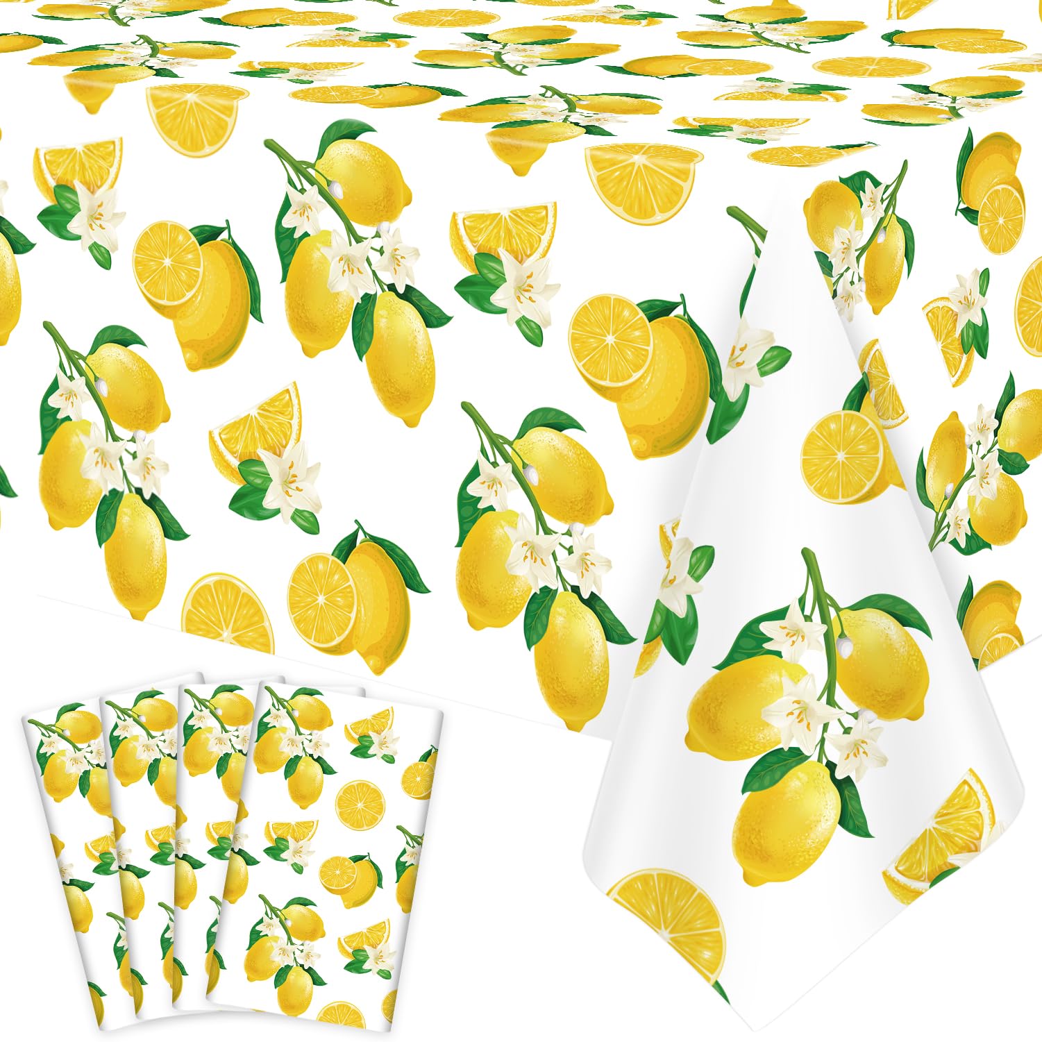 Amazon.com: 4 Pack Lemon Tablecloth Lemons Summer Party Tablecover ...