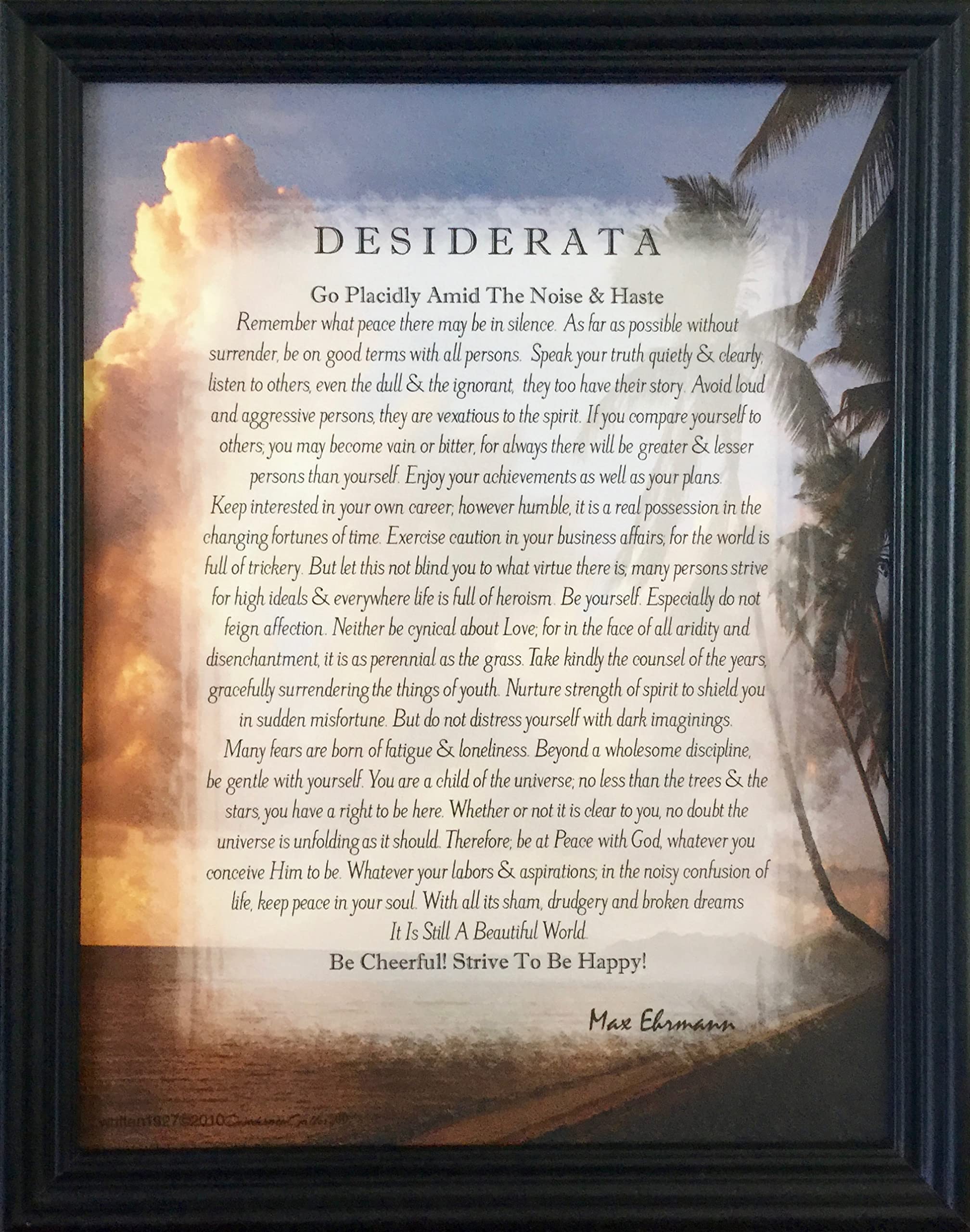 Buy Solid Wood Framed Desiderata Poem by Max Ehrmann 10x12 Tropical ...
