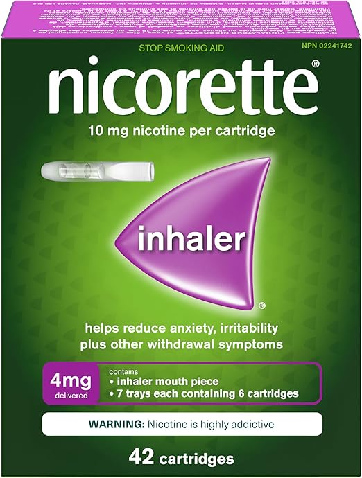 Nicorette Nicotine Inhaler, 4mg Delivered, 42 Cartridges, Quit Smoking ...