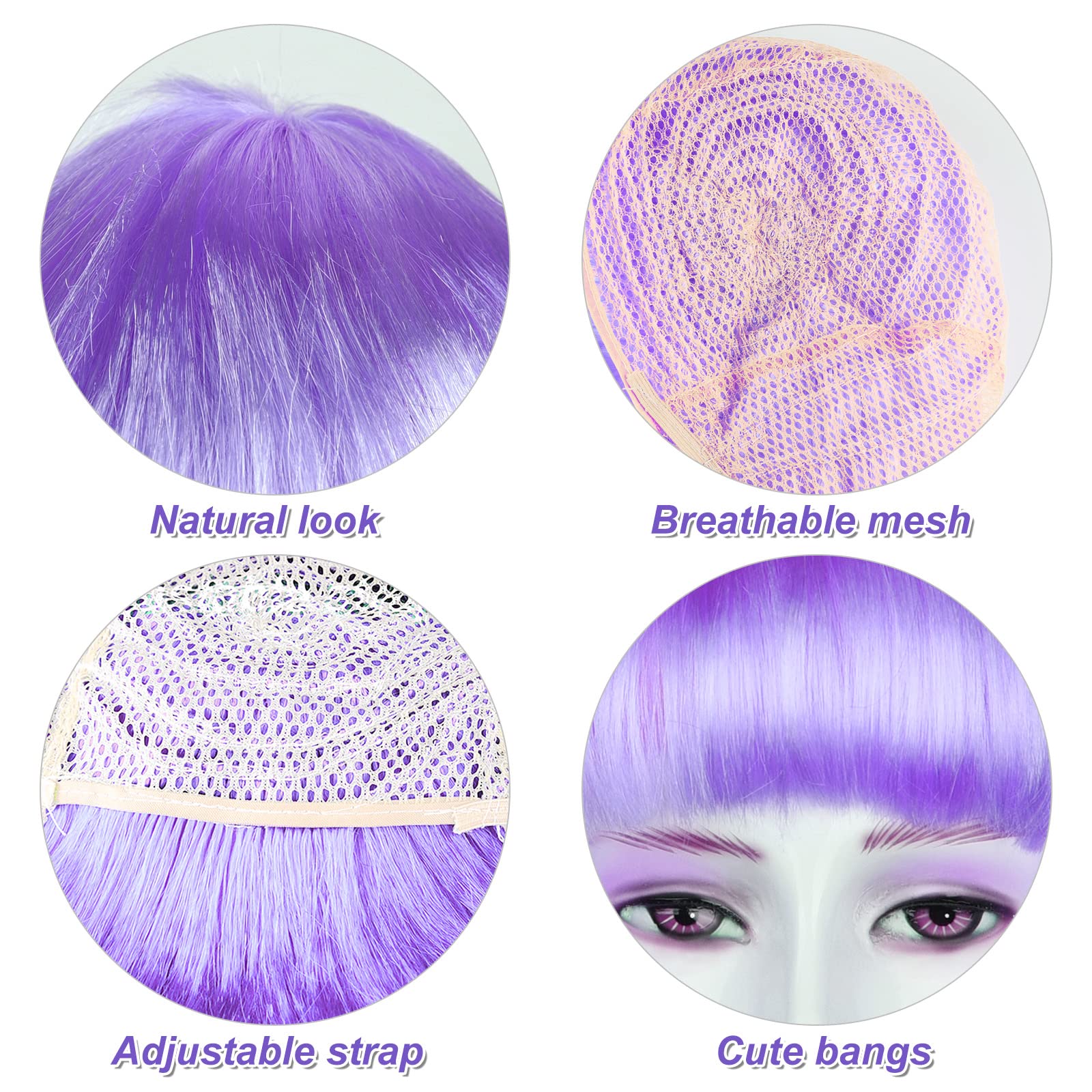 Snapklik.com : Light Purple Short Bob Wig And Sunglass Set, Neon ...