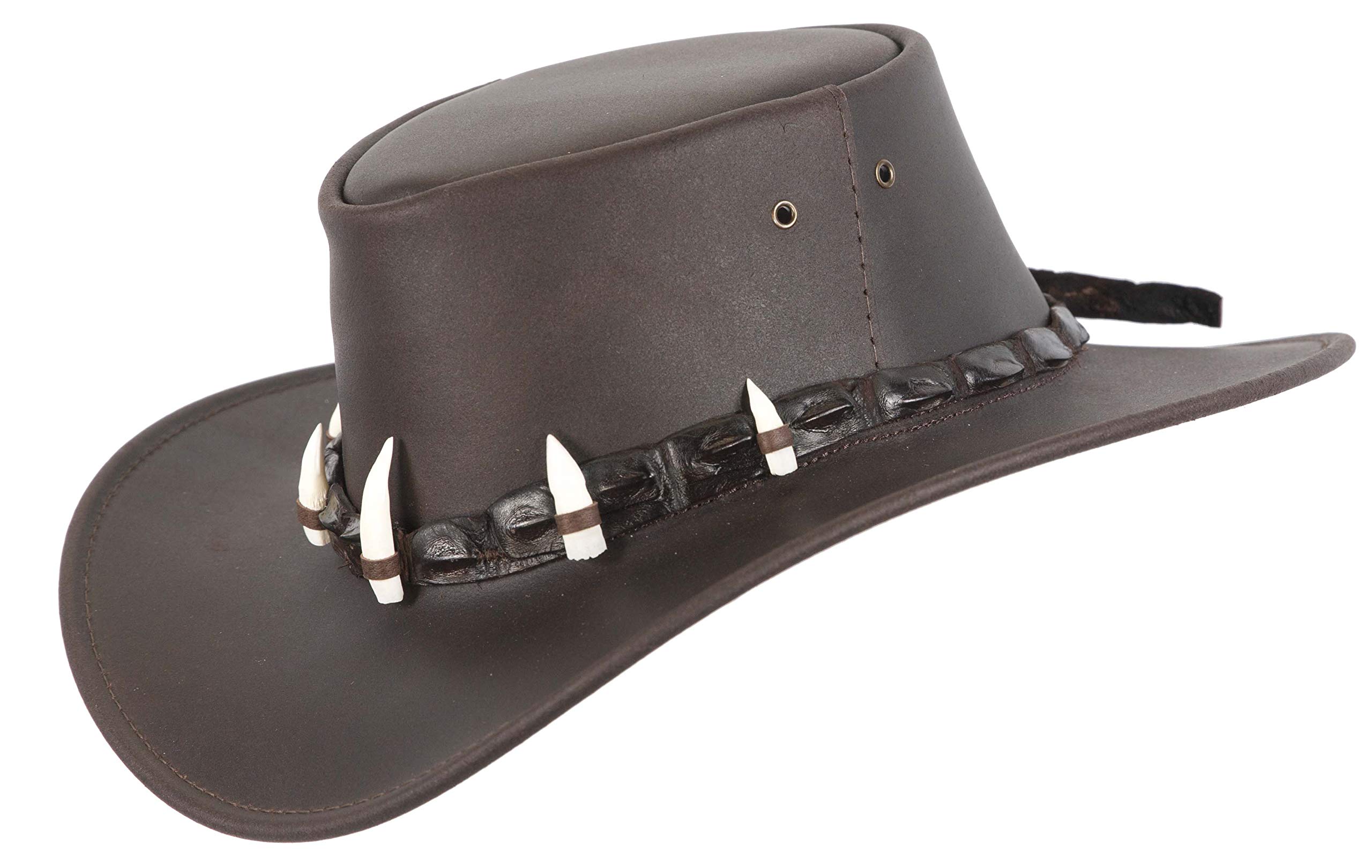 Buy Real Australian Leather Hat with Crocodile Teeth. Original Made in ...