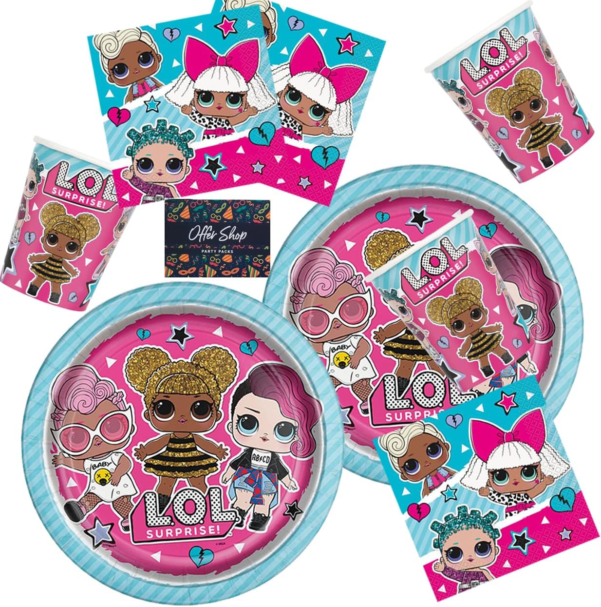 Offer Shop Lol Surprise Party Pack Kids Birthday Tableware 49 Pieces ...