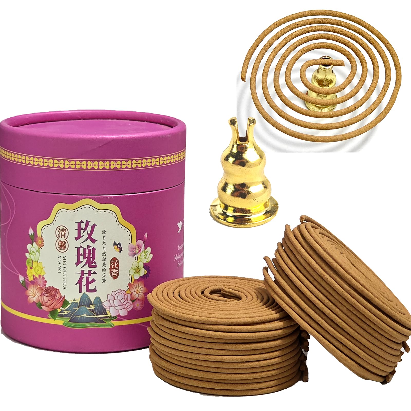 Amazon.com: AMASSIVEROCK Rose Coils Incense (48 PCS) Spiral Incense ...