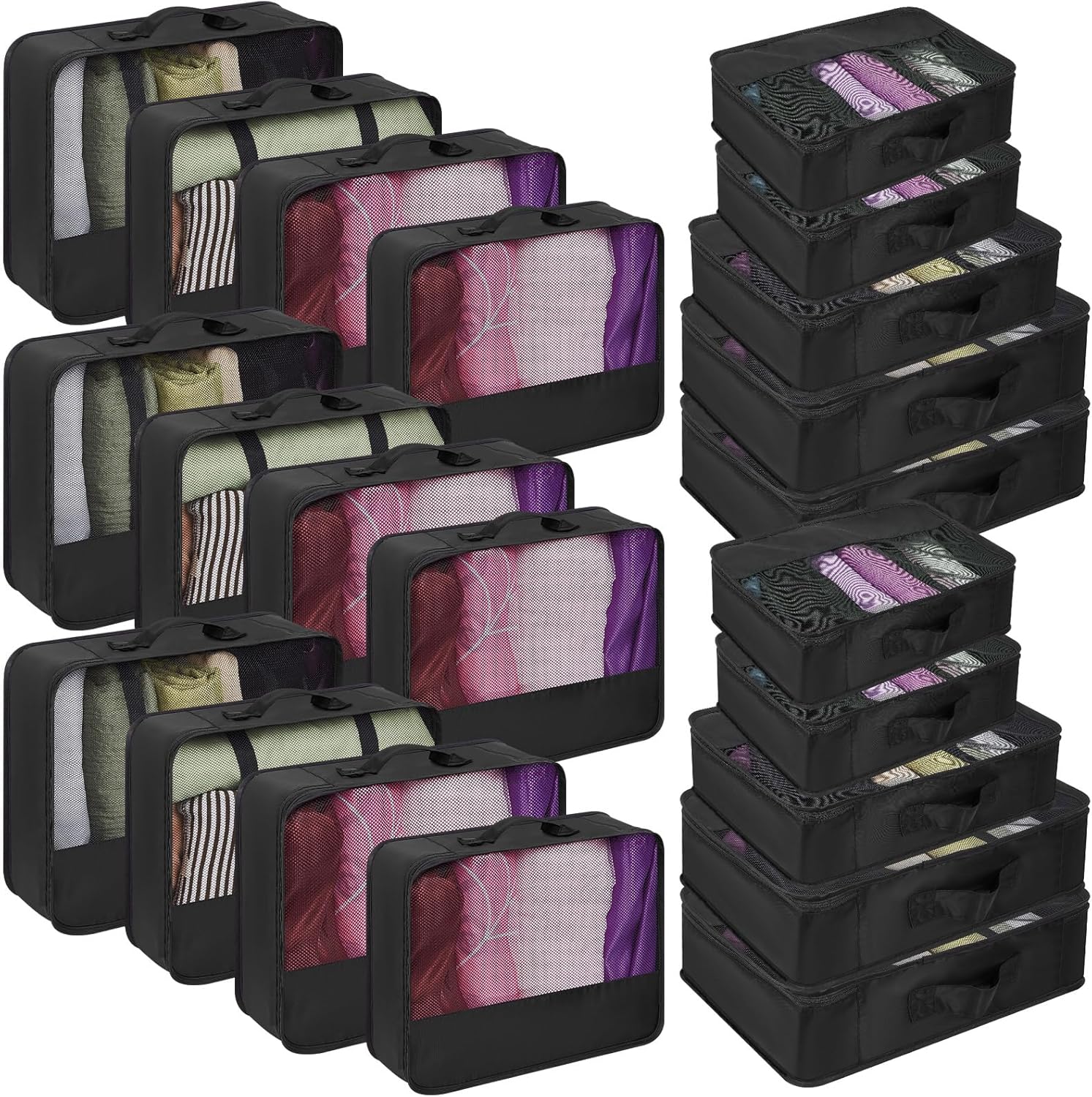 Amazon.com: Paterr 18 Pcs Black Packing Cubes 3 Sizes Mesh Luggage ...