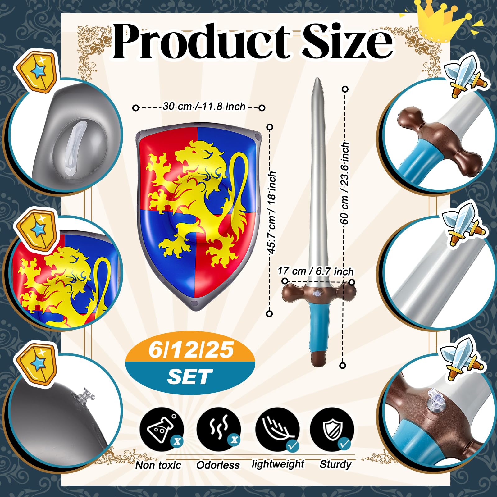 Snapklik.com : Poen 12 Pcs Inflatable Sword And Shield Knight Party ...